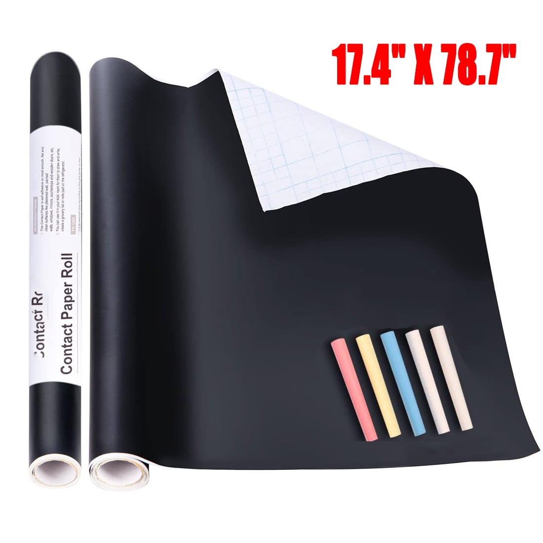 Brizi Living Chalkboard Paper 1 Rolls with 5 Colored Chalk (17.4" x 78. ...