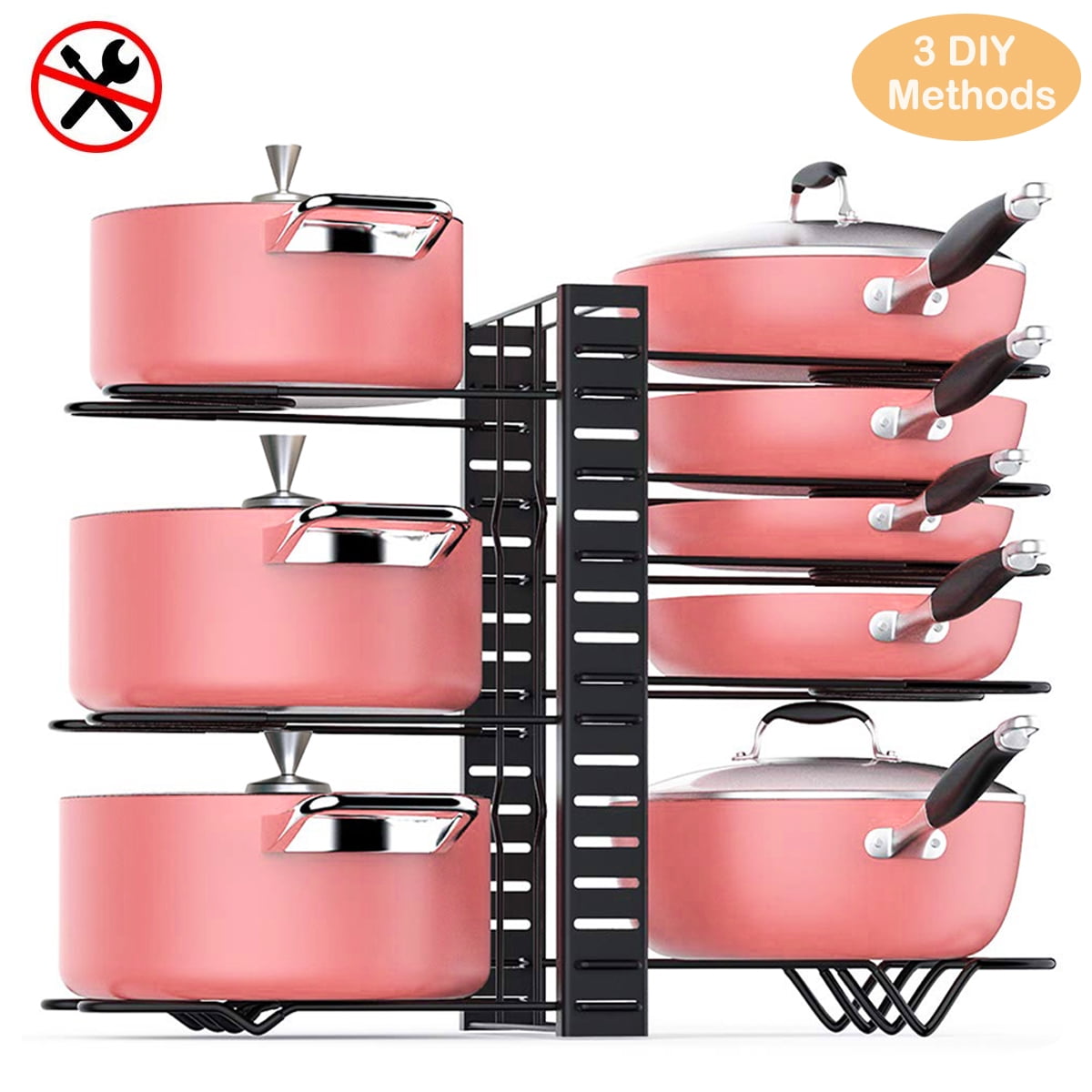 Brizi Living Pot Rack Organizer Height Adjustable Kitchen Pan and Pot ...