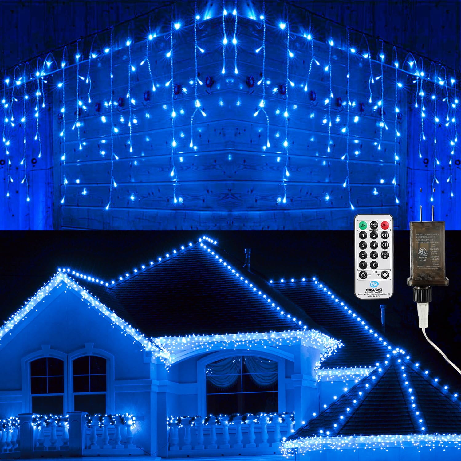 Brizled Blue Icicle Lights, 29ft 360 LED Christmas Icicle Lights with ...