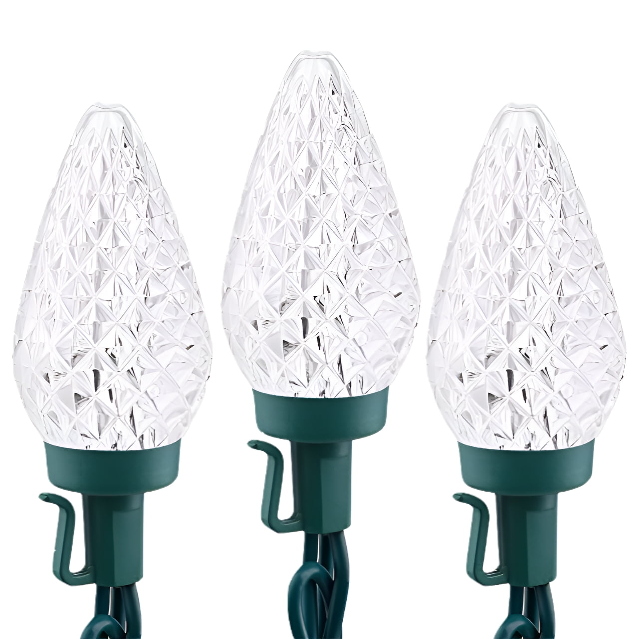 Brizled C9 Christmas Lights White 16ft Faceted 25 LED Christmas Lights ...