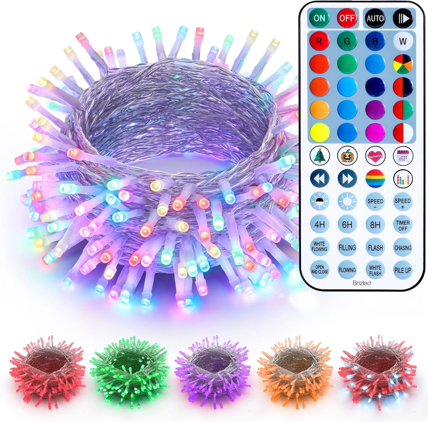 Brizled Color Changing Christmas Lights, 66ft 200 LED RGB Halloween ...