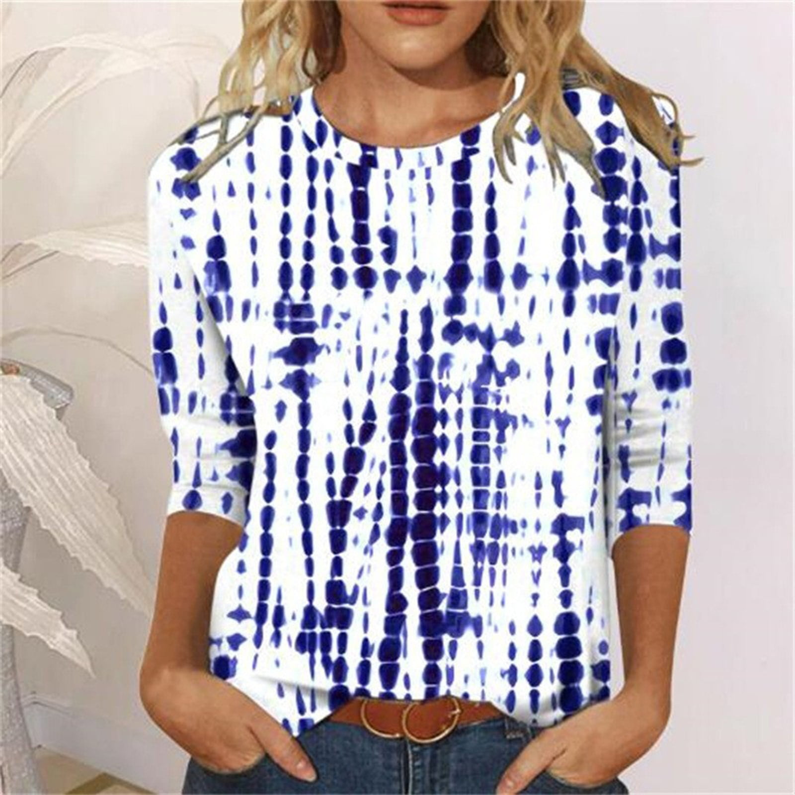 Brnmxoke 3/4 Length Sleeve Shirts for Women 2024 Summer Boho Floral ...
