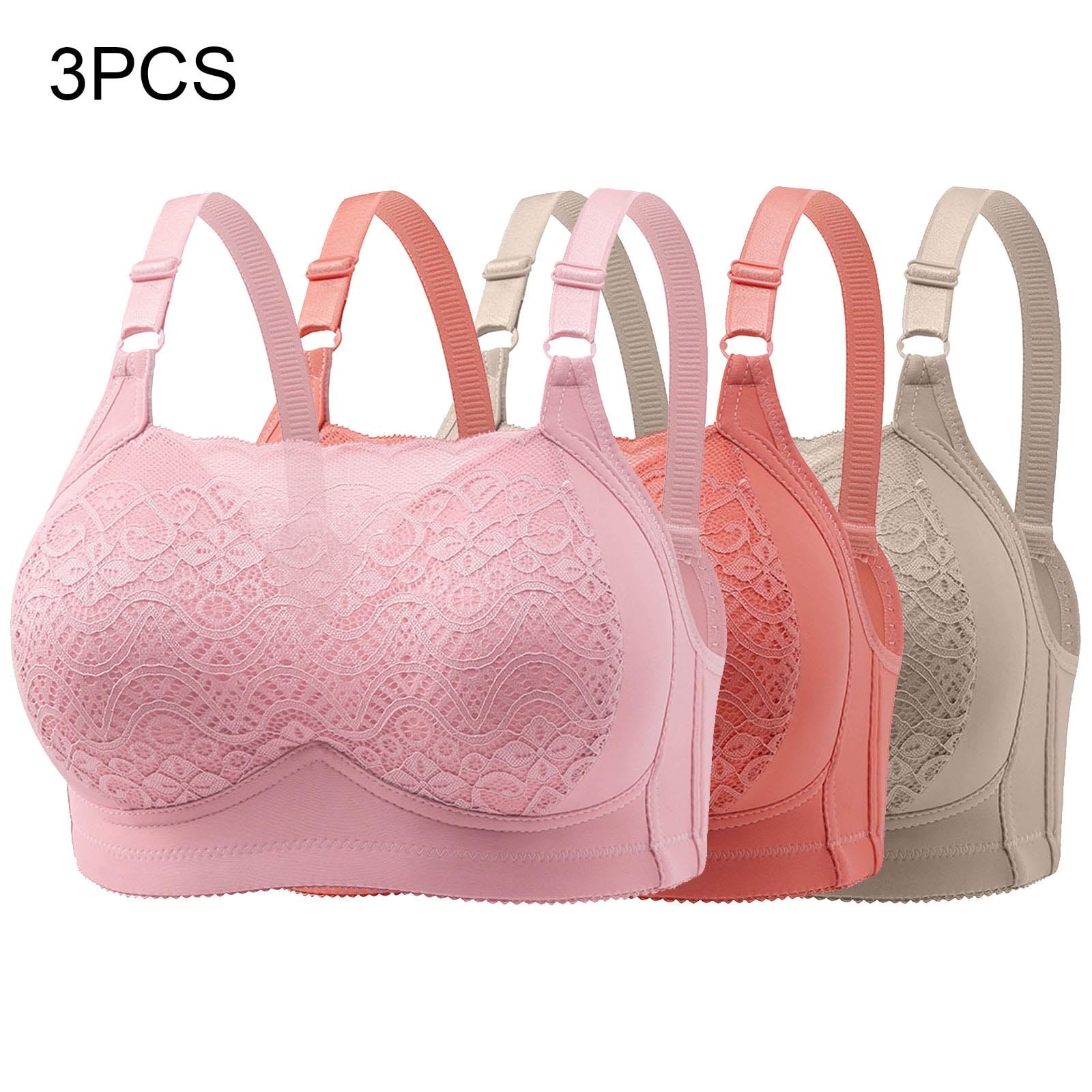 Brnmxoke 3PC Bras for Women - Womens Bras Lace No Underwire Bra Comfort ...