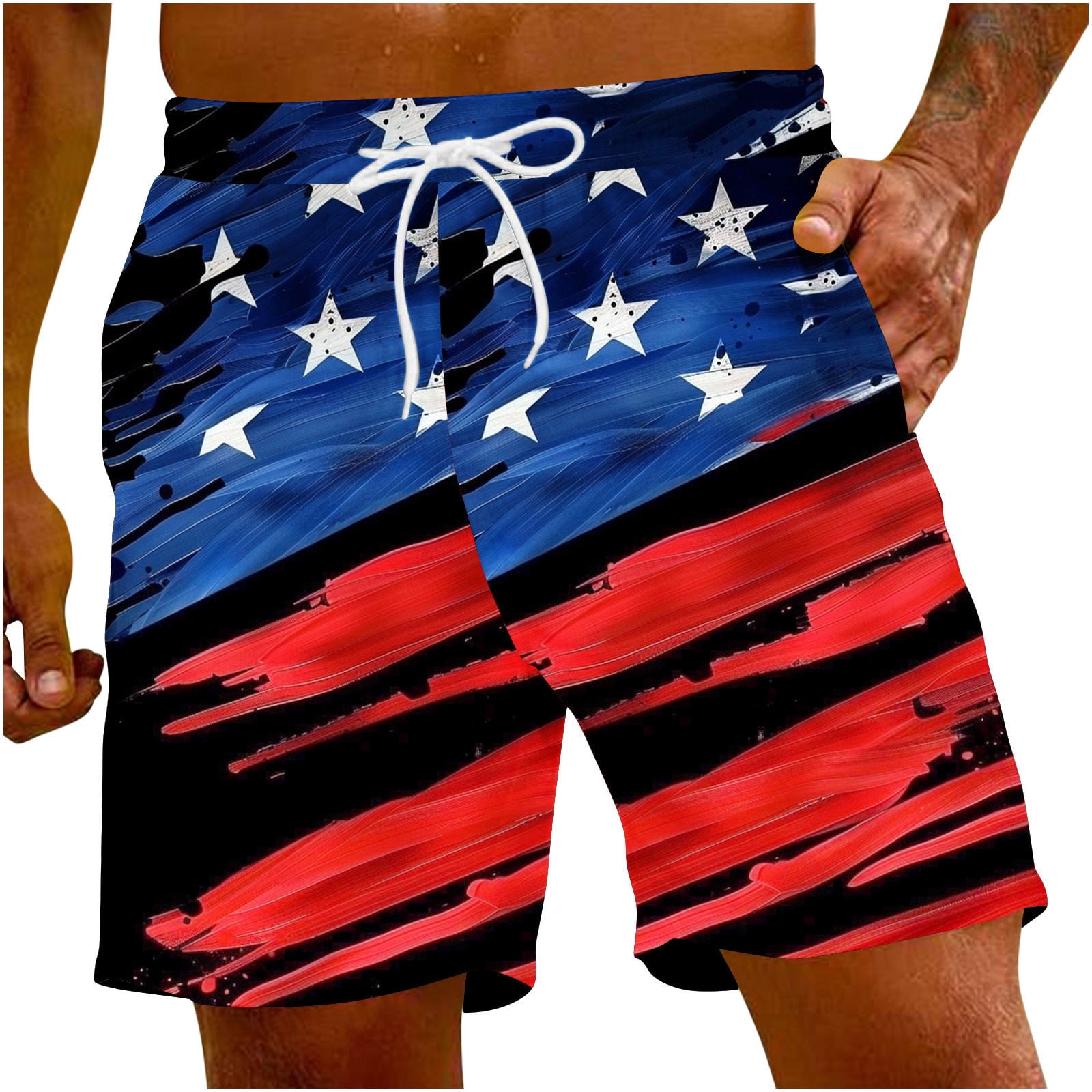 Brnmxoke American Flag Men's Swim Trunks USA Flag Swimming Trunks Board ...
