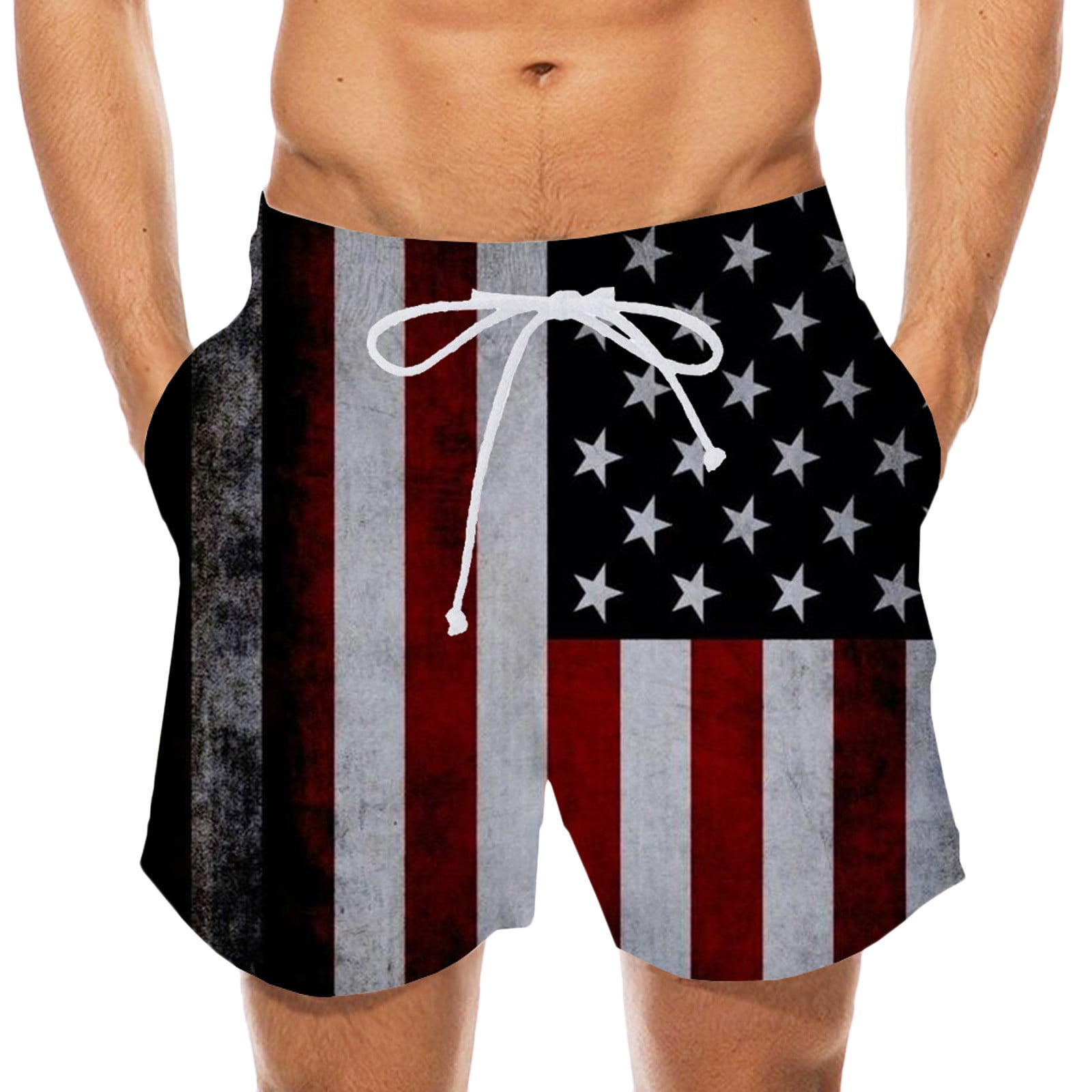 Brnmxoke American Flag Mens Swim Trunks 5 Inch,Quick Dry Mens Swimming ...