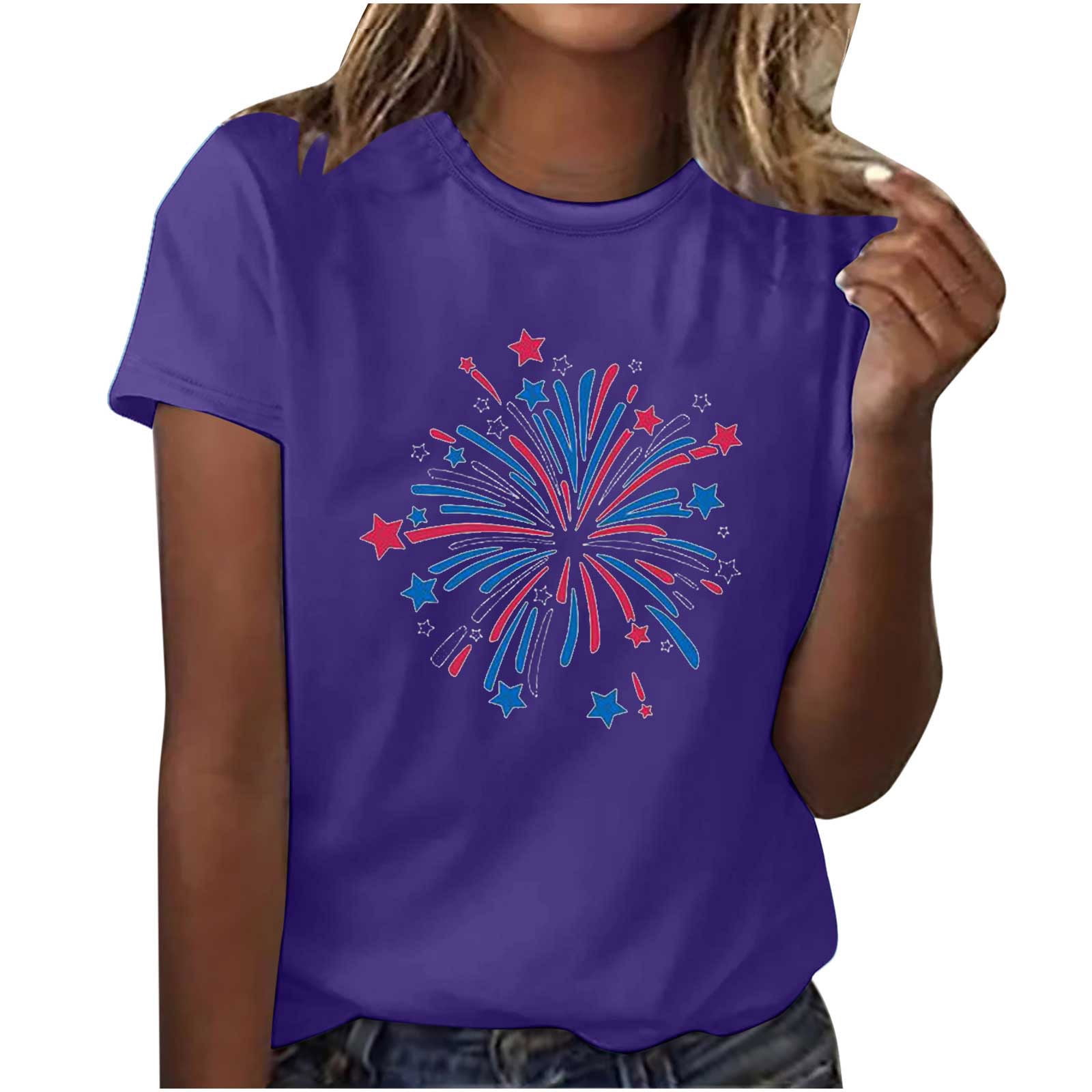Brnmxoke American Flag Plus Size Shirt for Women Patriotic T-Shirt 4th ...