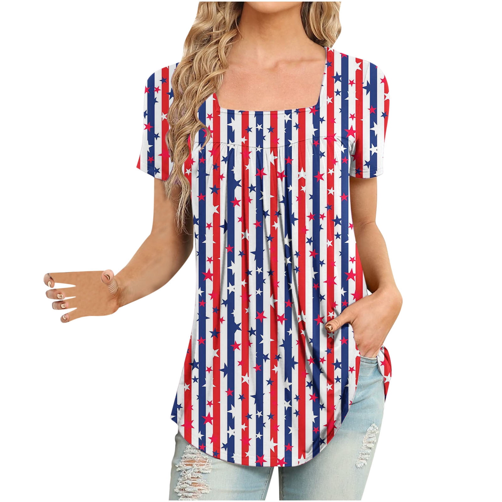 Brnmxoke American Flag Shirt Tops For Women 4th Of July T Shirts