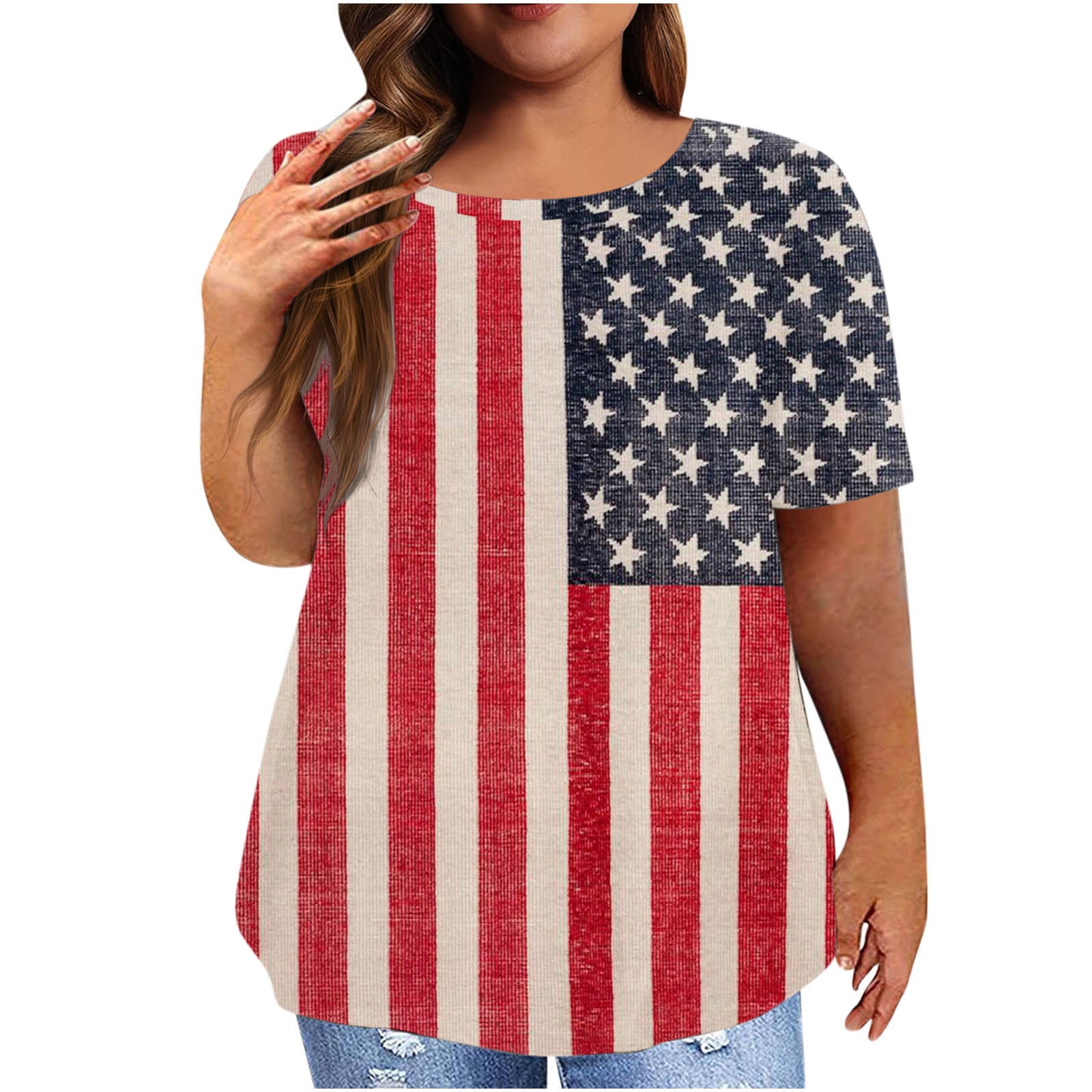 Brnmxoke American Flag Tshirts Shirts For Women Plus Size Womens