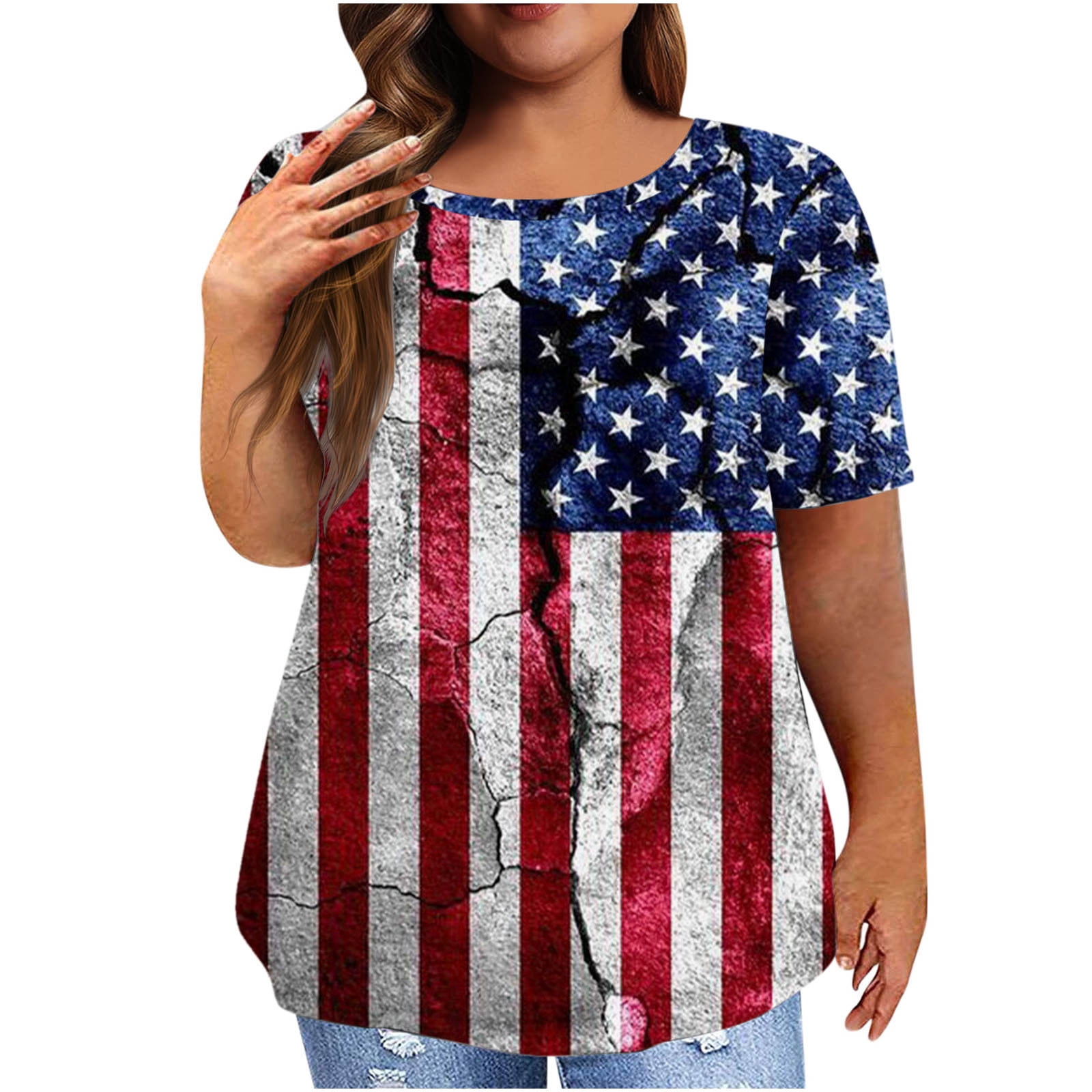 Brnmxoke American Flag Tshirts Shirts For Women Plus Size Womens