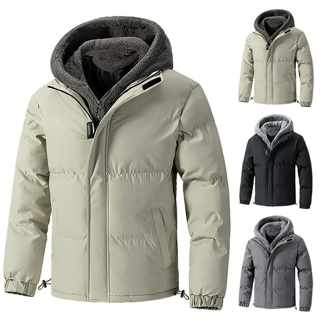 Brnmxoke Big and Tall Mens Winter Coat Fuffly Fleece Lined Puffer Jacket Windproof Insulated ...