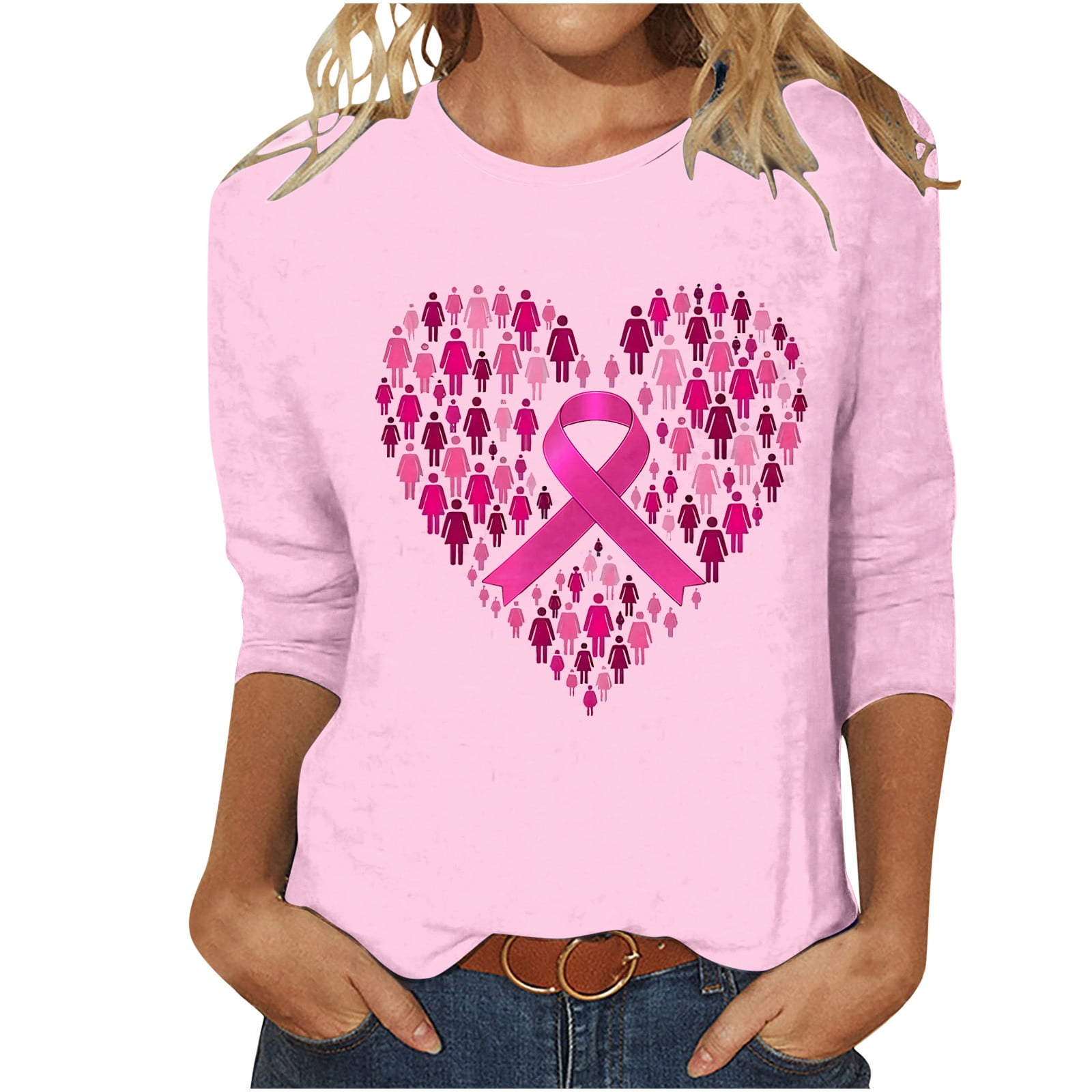 Brnmxoke Breast Cancer Shirts for Women Pink Ribbon Breast Cancer ...