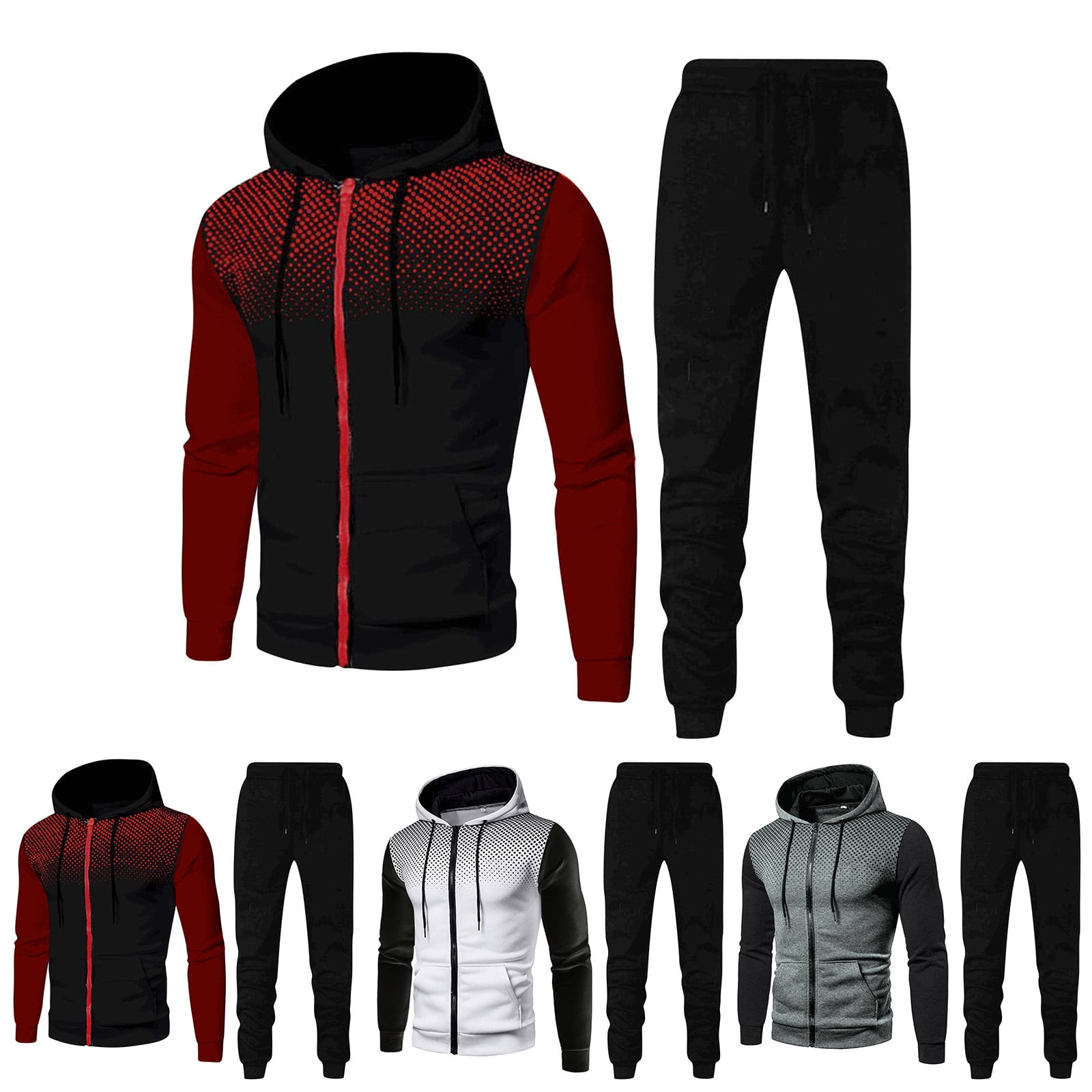 Brnmxoke Men's Tracksuit 2 Piece Color Block Hoodie Set Pullover ...