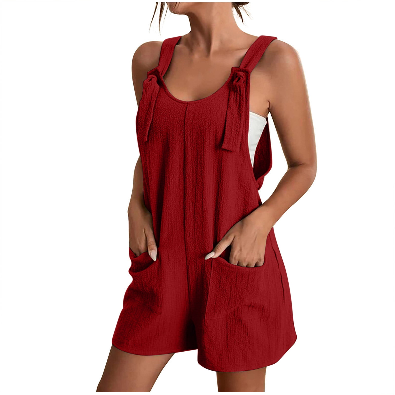 Brnmxoke Casual Summer Rompers for Women 2026,Dressy Baggy Sleeveless ...