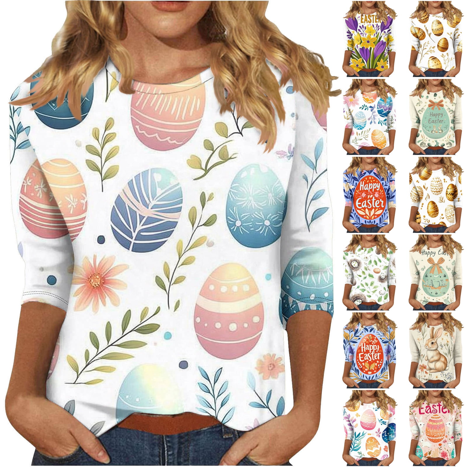 Brnmxoke Easter Shirts for Women,2025 Women's Fashion Tees Casual ...