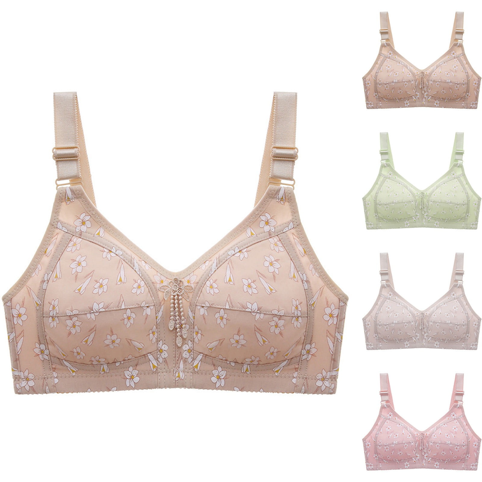 Brnmxoke Everyday Bras for Women 2025 Full Coverage Seamless No Underwire Bra Push Up Supportive ...