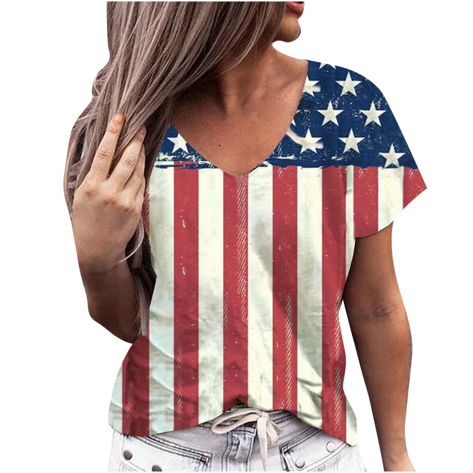 Brnmxoke Fourth Of July Shirts For Women Women American Flag Shirt