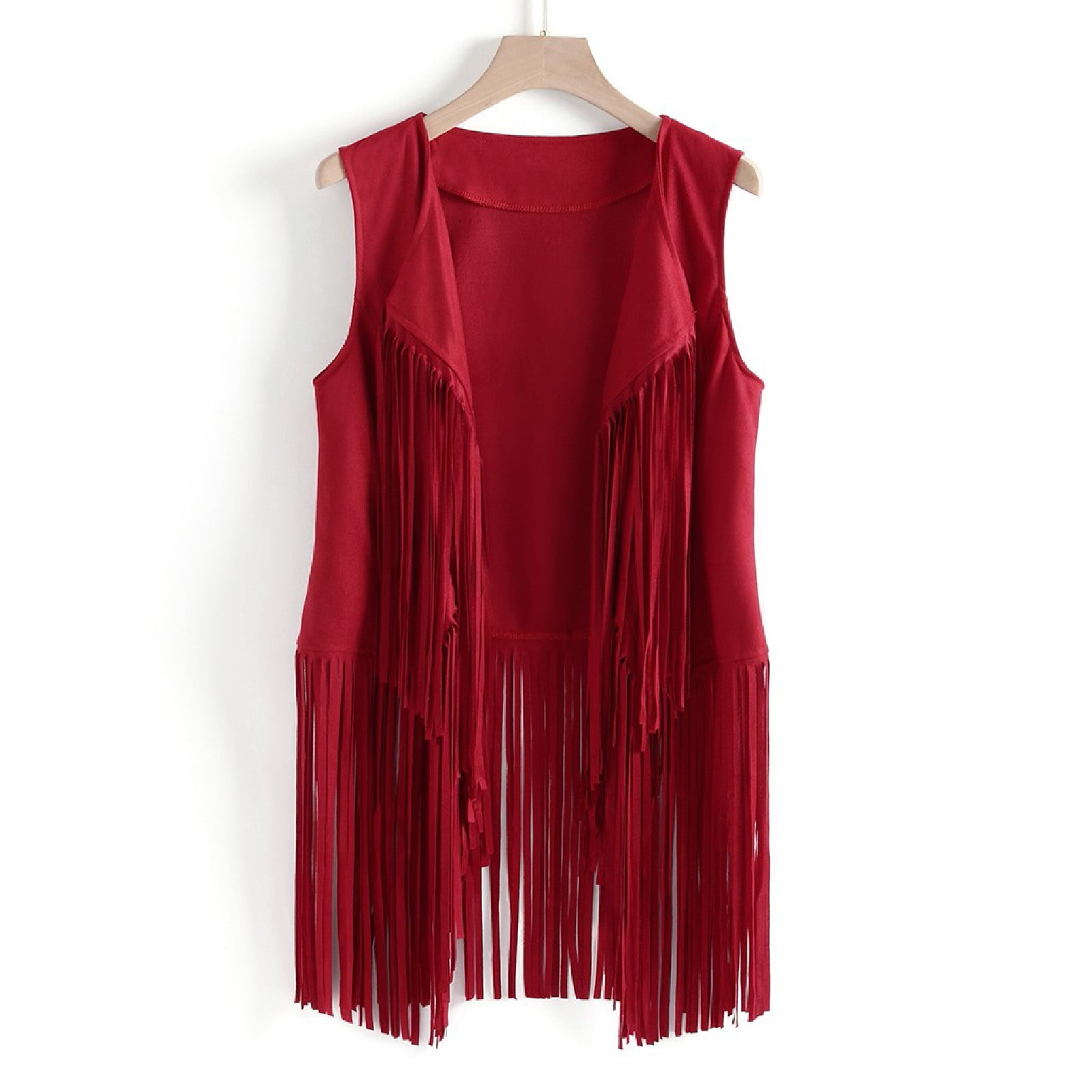 Brnmxoke Fringe Vest Women Leather Suede Vest 70S Hippie Tassels Vintage Winter Western Country ...