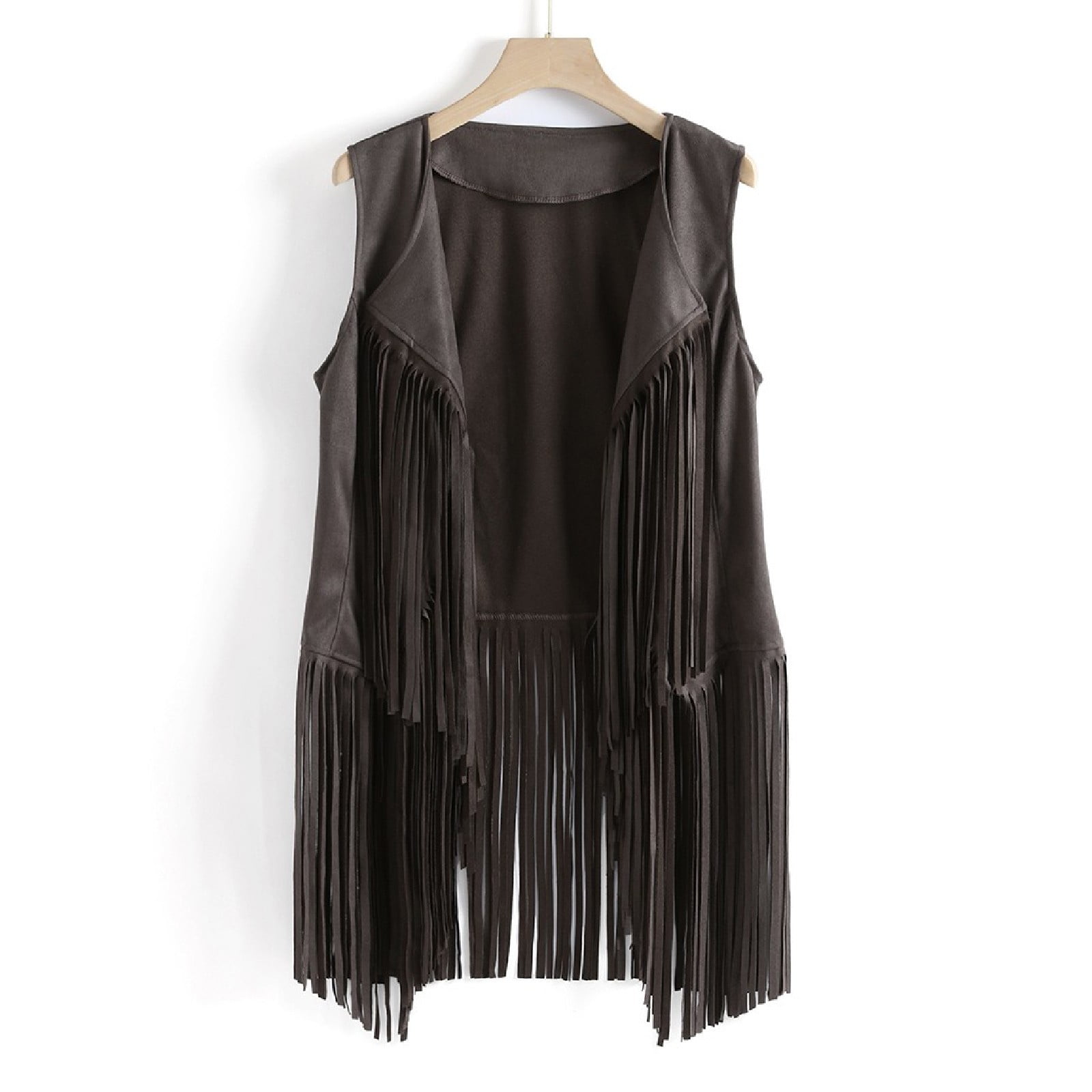 Brnmxoke Fringe Vest Women Leather Suede Vest 70S Hippie Tassels Vintage Winter Western Country ...