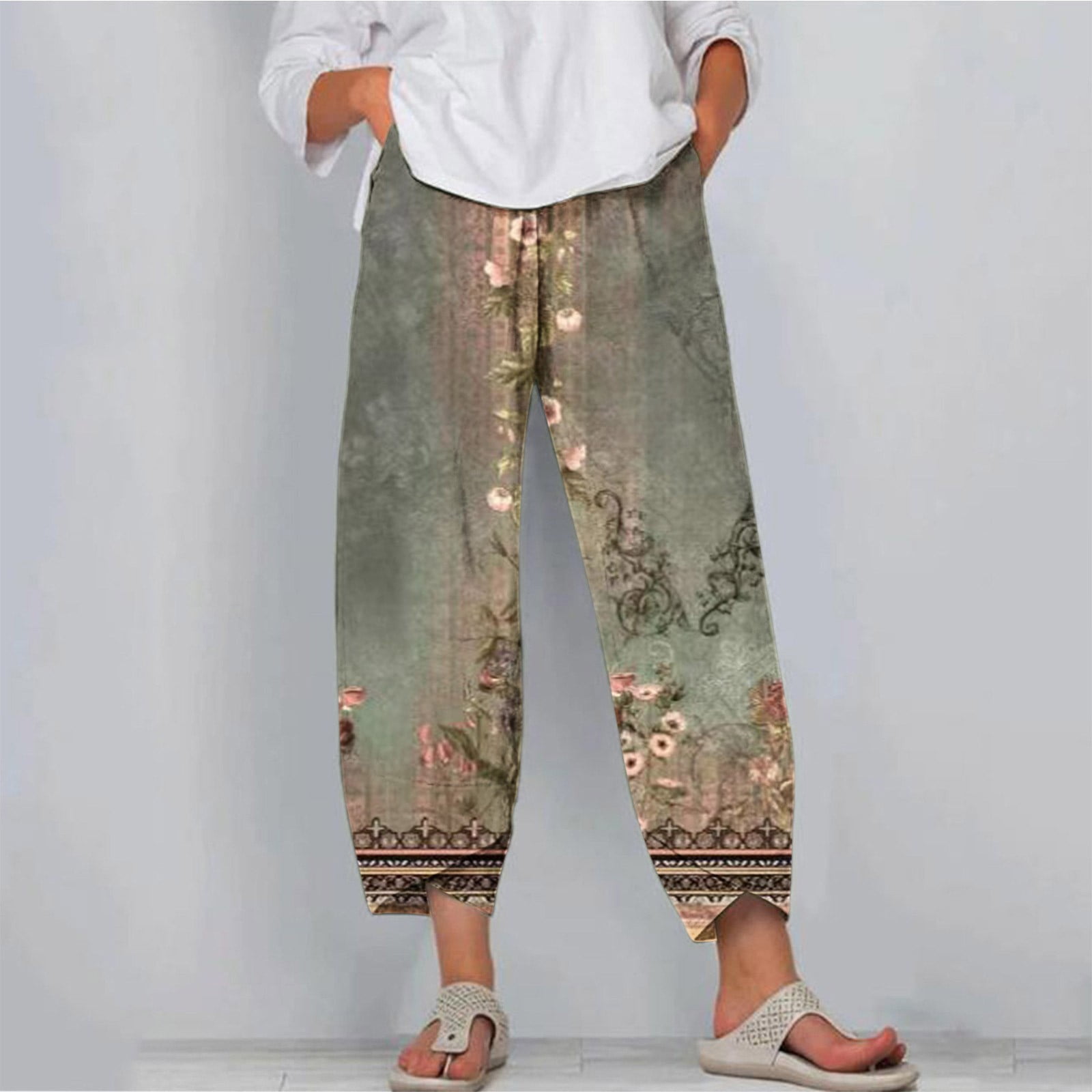 Brnmxoke Lightning Deals 2023,Wide Leg Linen Pants for Women Plus Size ...