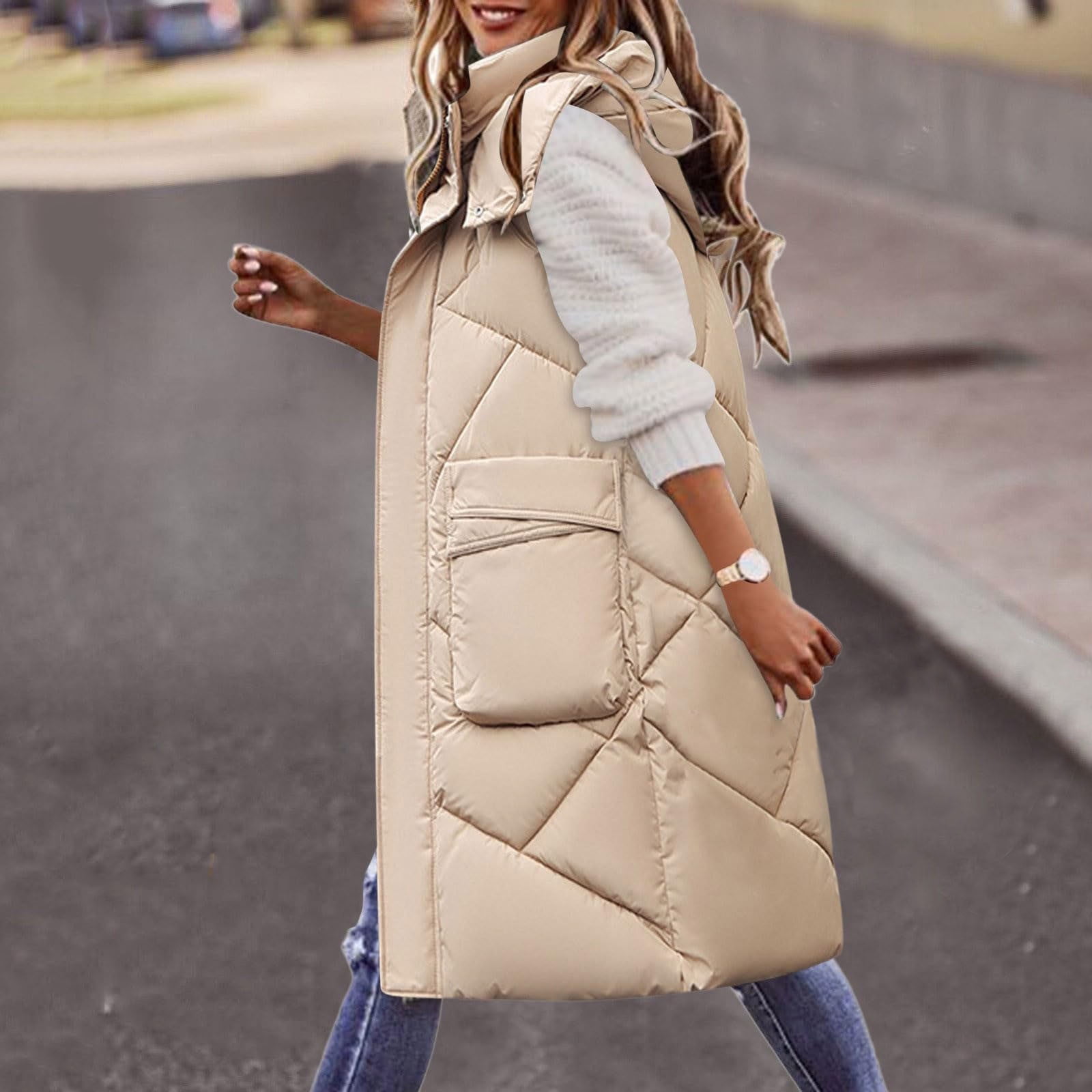 Brnmxoke Long Vest for Women Sleeveless Lightweight Puffer,Puffer Vest ...