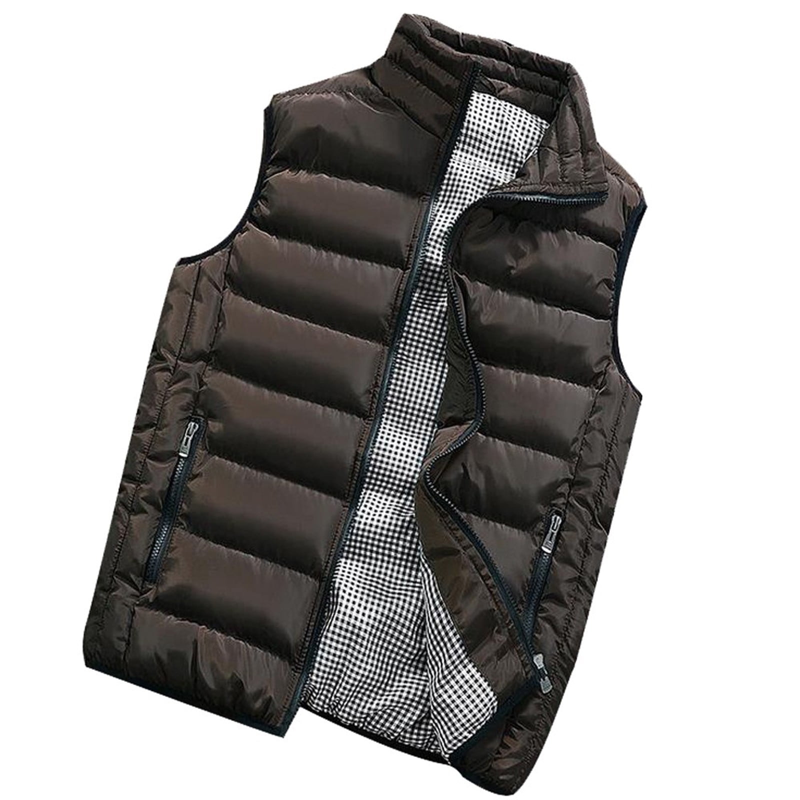 Brnmxoke Men's Bubble Vest Quilted Stand Collar Outerwear Puffer Vests ...
