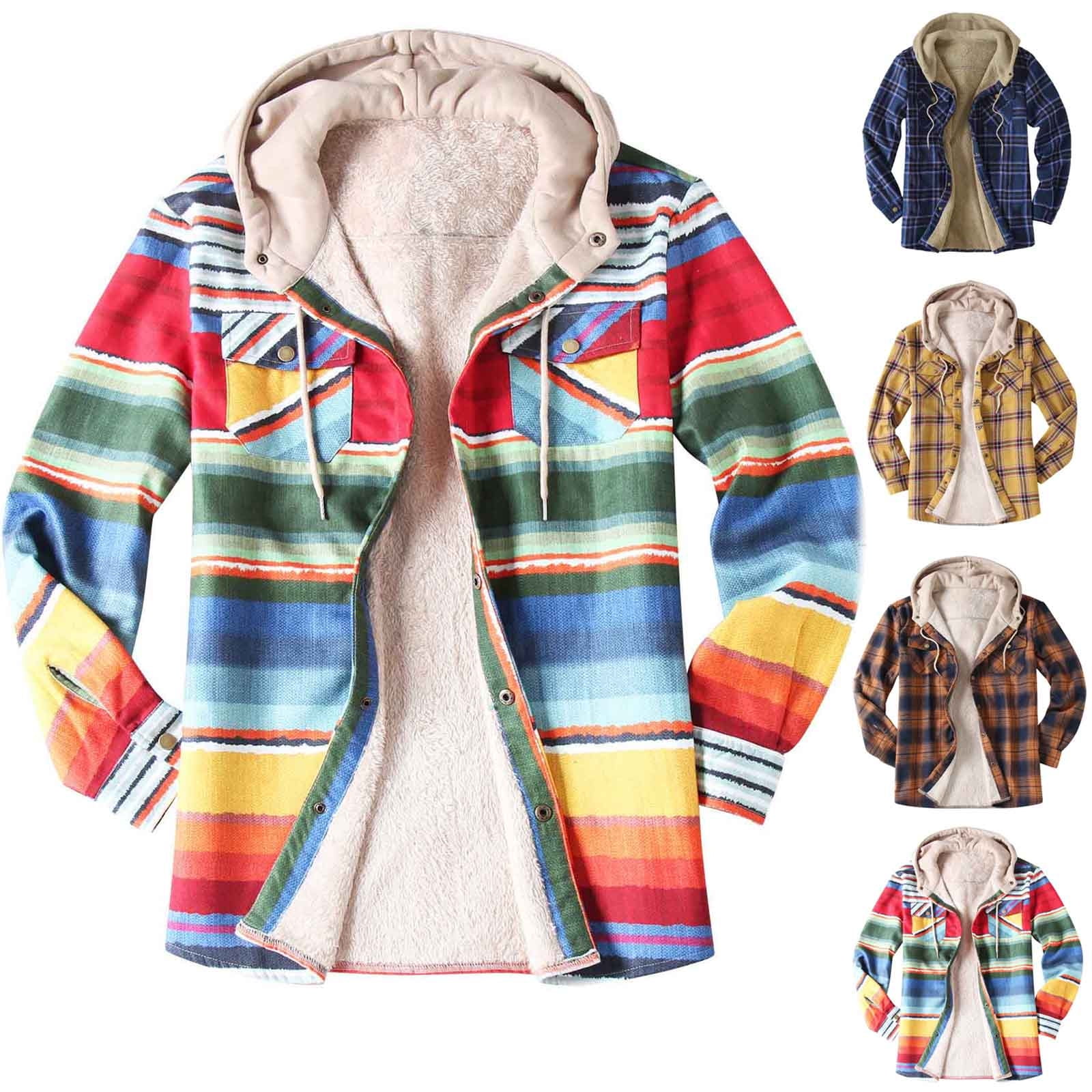 Brnmxoke Men's Full Zip Fleece Flannel Jackets Shirt,Men Sherpa Fleece ...