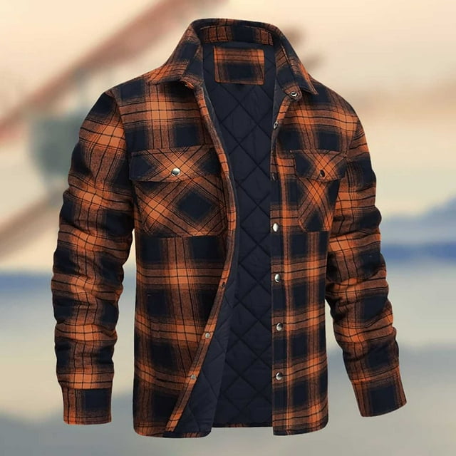 Brnmxoke Men's Lined Hooded Flannel Shirt Jacket with Pockets Plus Size ...