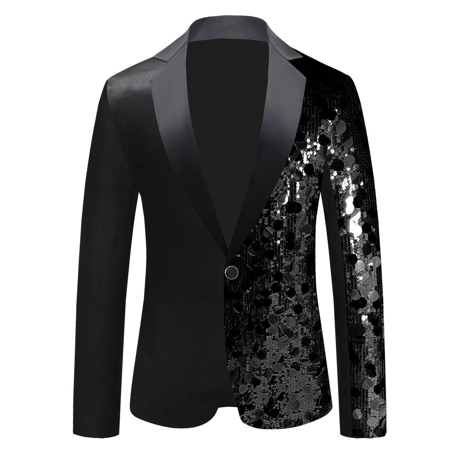 Brnmxoke Men's Sequins Suit Jacket Slim Fit Shawl Lapel Blazer Sport ...