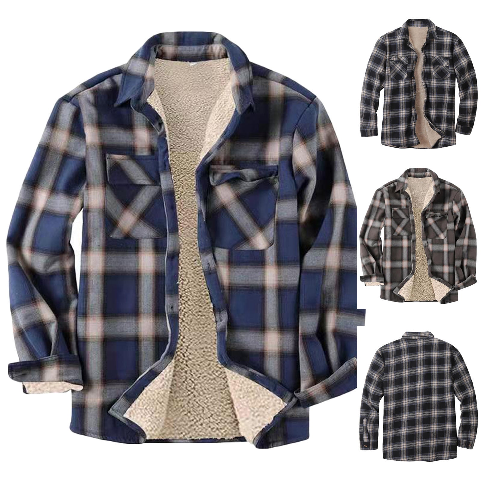 Customer reviews for Brnmxoke Men's Sherpa Lined Flannel Shirt Jacket ...