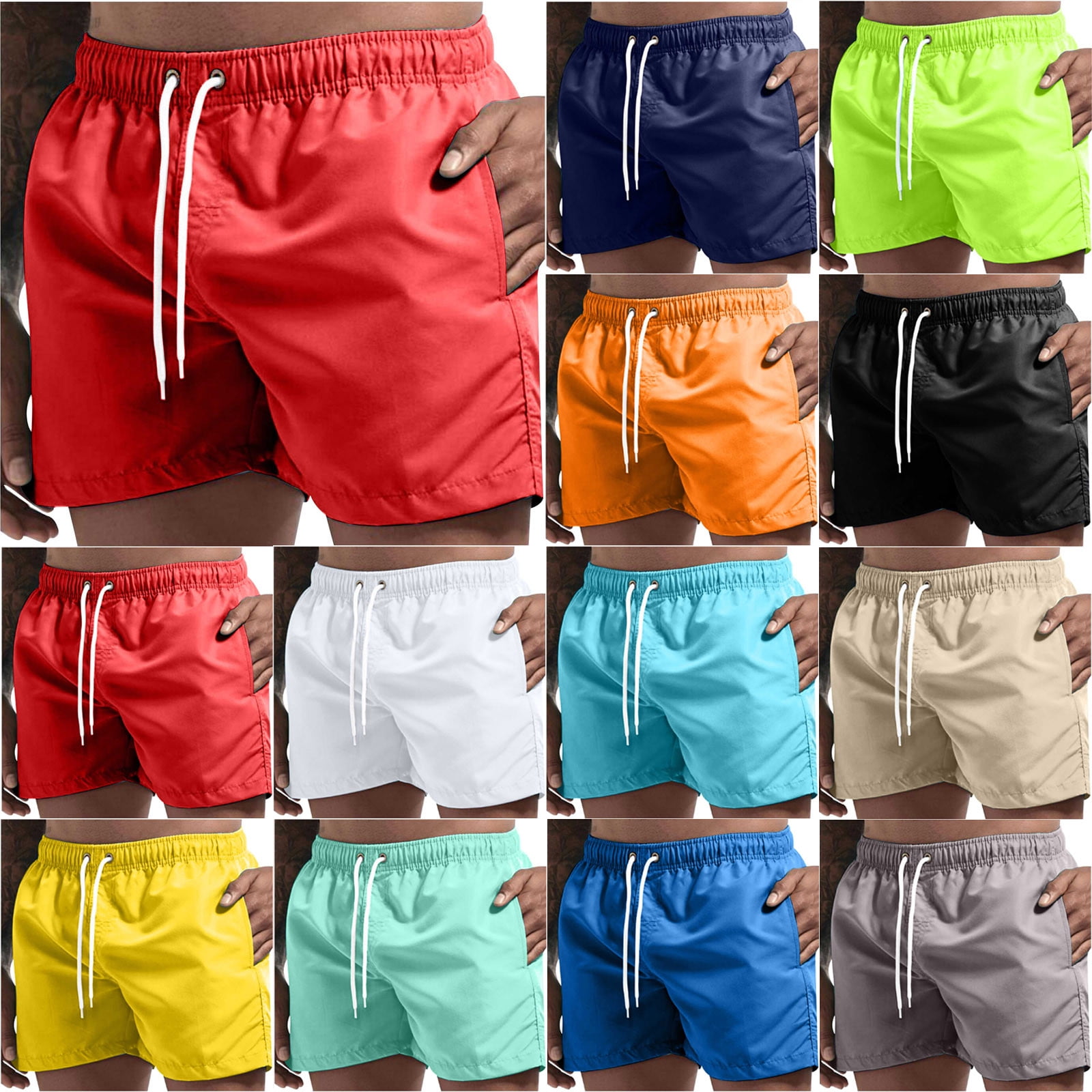 Brnmxoke Men's Swim Trunks 5" Athletic Running Shorts Quick Dry Bathing ...