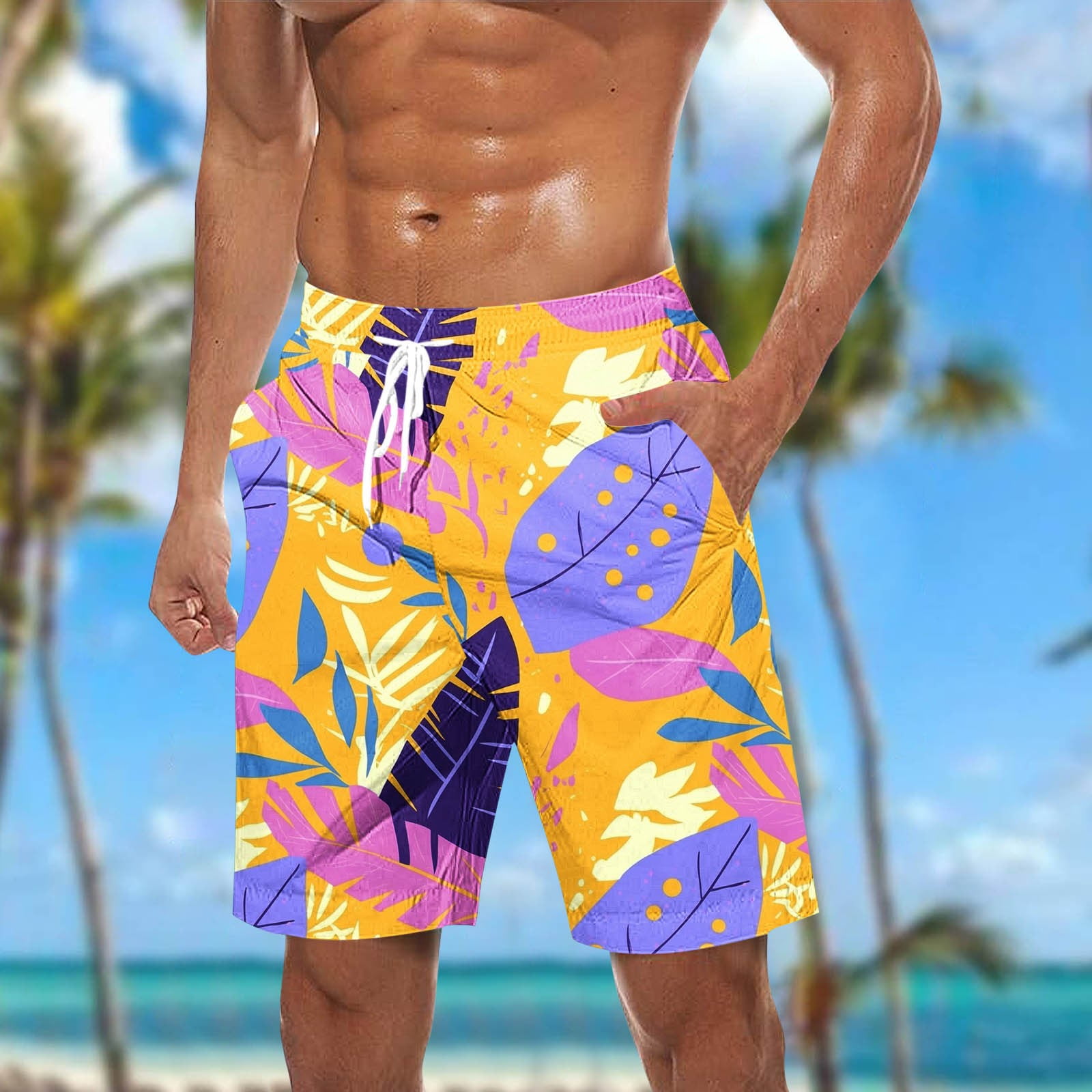 Brnmxoke Men's Swim Trunks Long,Mens Swim Trunks Shorts Lightweight ...
