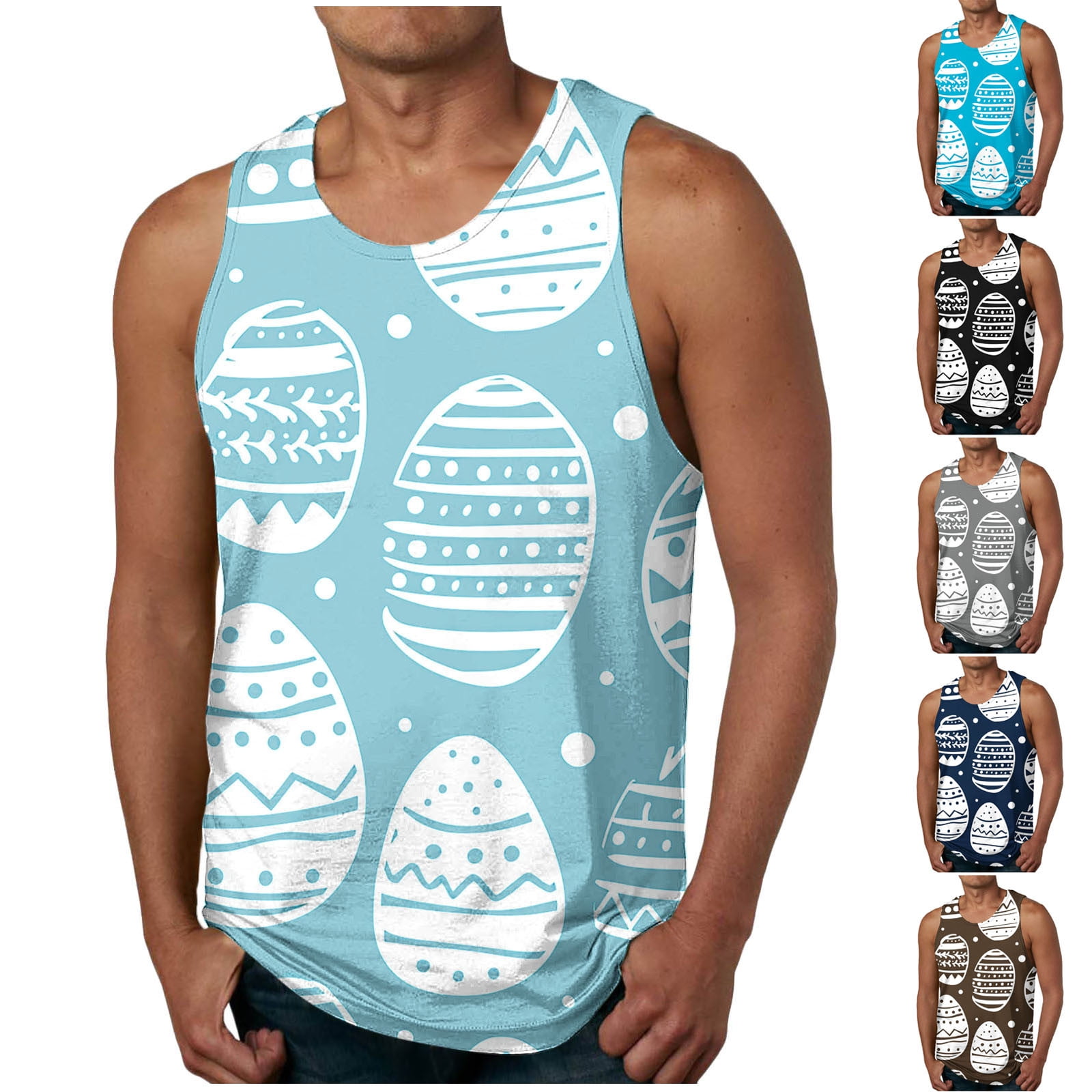 Brnmxoke Men's Tank Tops Happy Easter Quick Dry Workout Swim Beach ...
