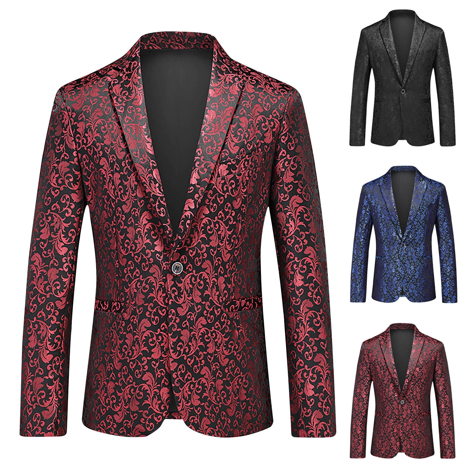 Brnmxoke Mens Blazer Big and Tall Floral Texedo Jacket Paisley Shawl ...