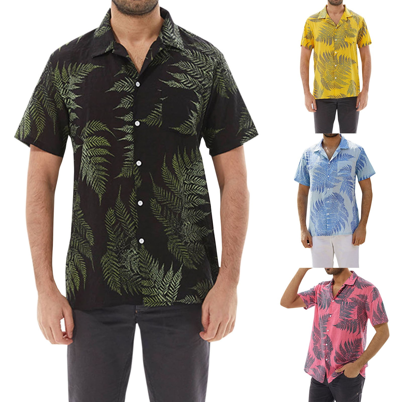 Brnmxoke Mens Canada Day Pattern Hawaiian Shirt Beach Tropical Button ...