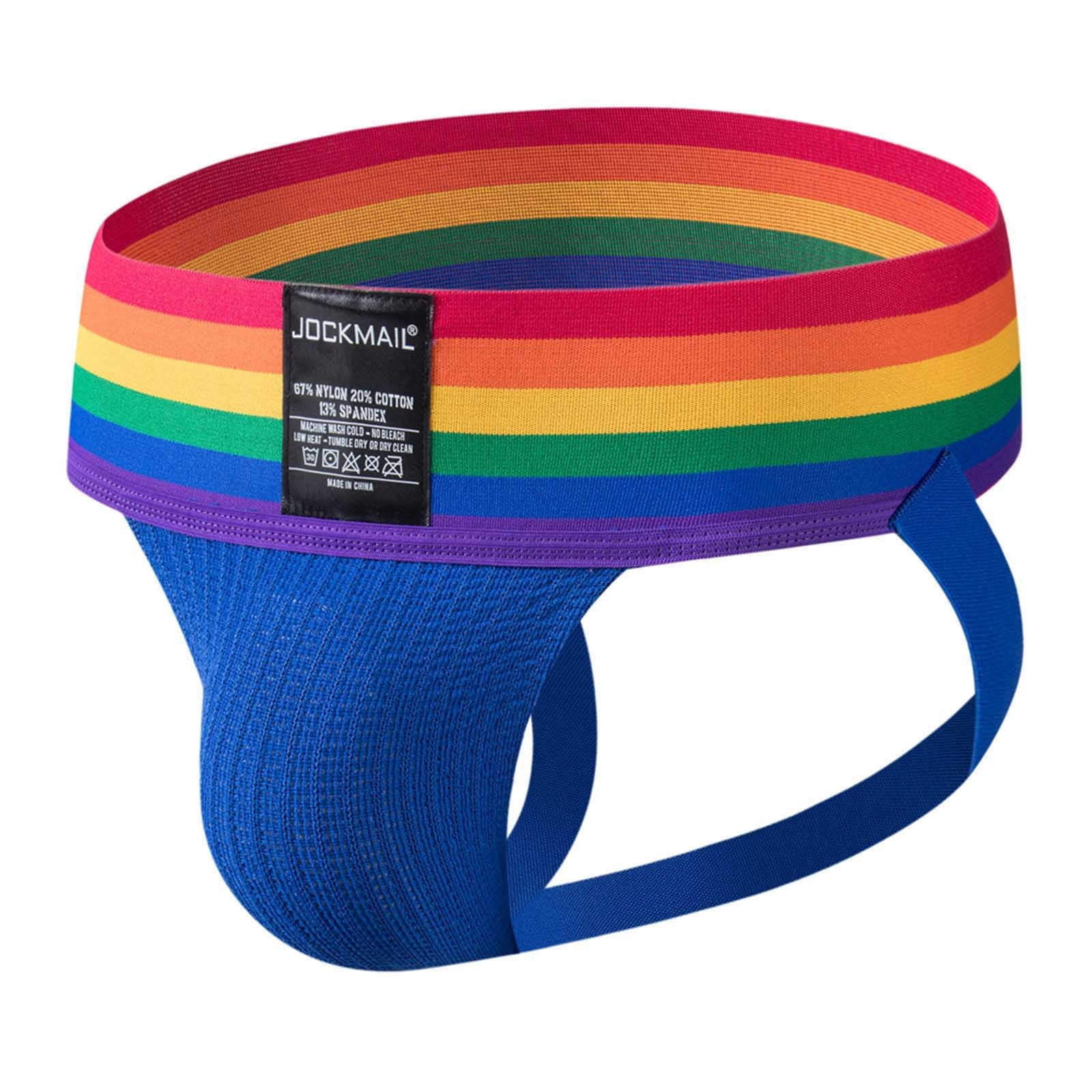 Brnmxoke Mens Rainbow Jockstrap Underwear Low Waist Mesh Breathable ...