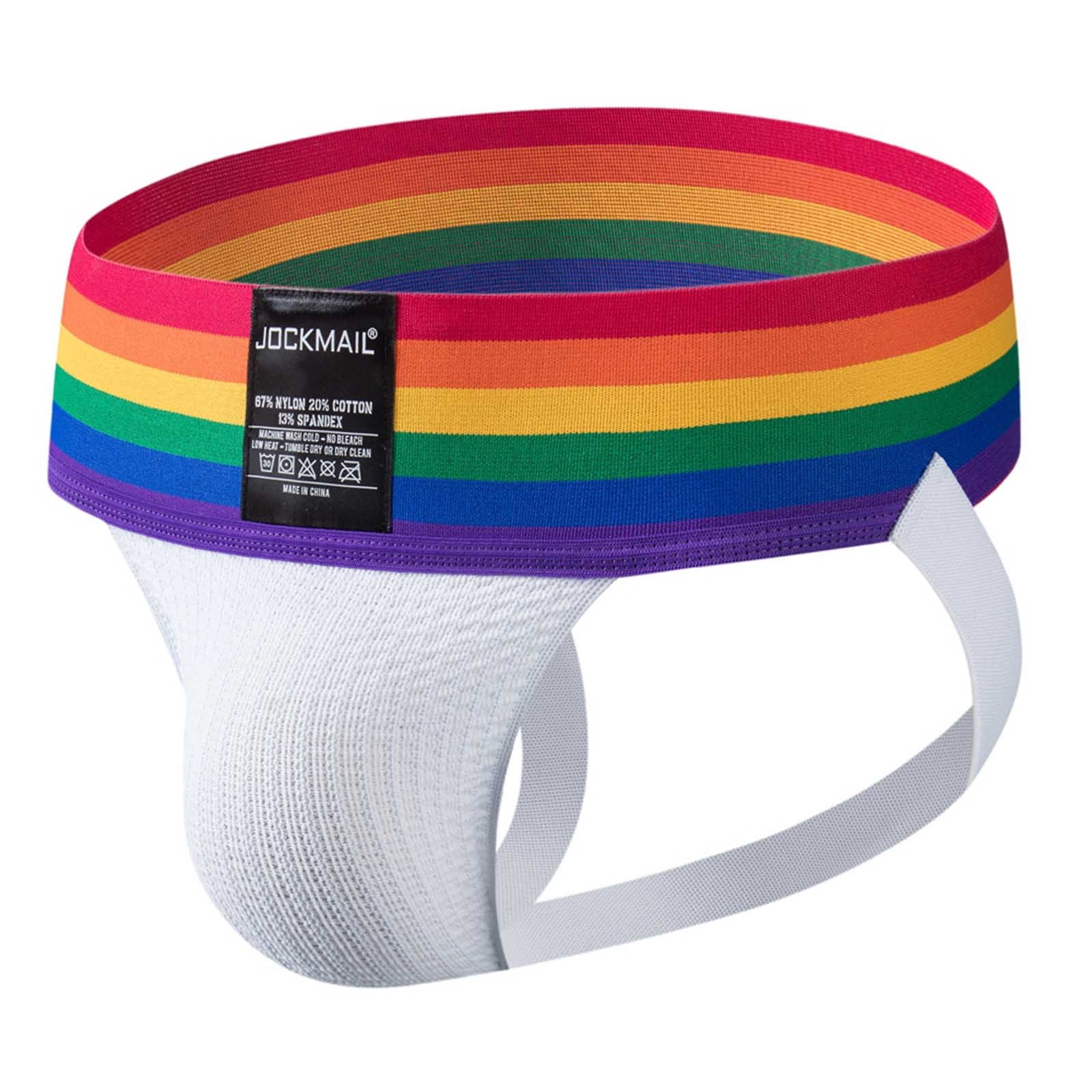 Brnmxoke Mens Rainbow Jockstrap Underwear Low Waist Mesh Breathable ...