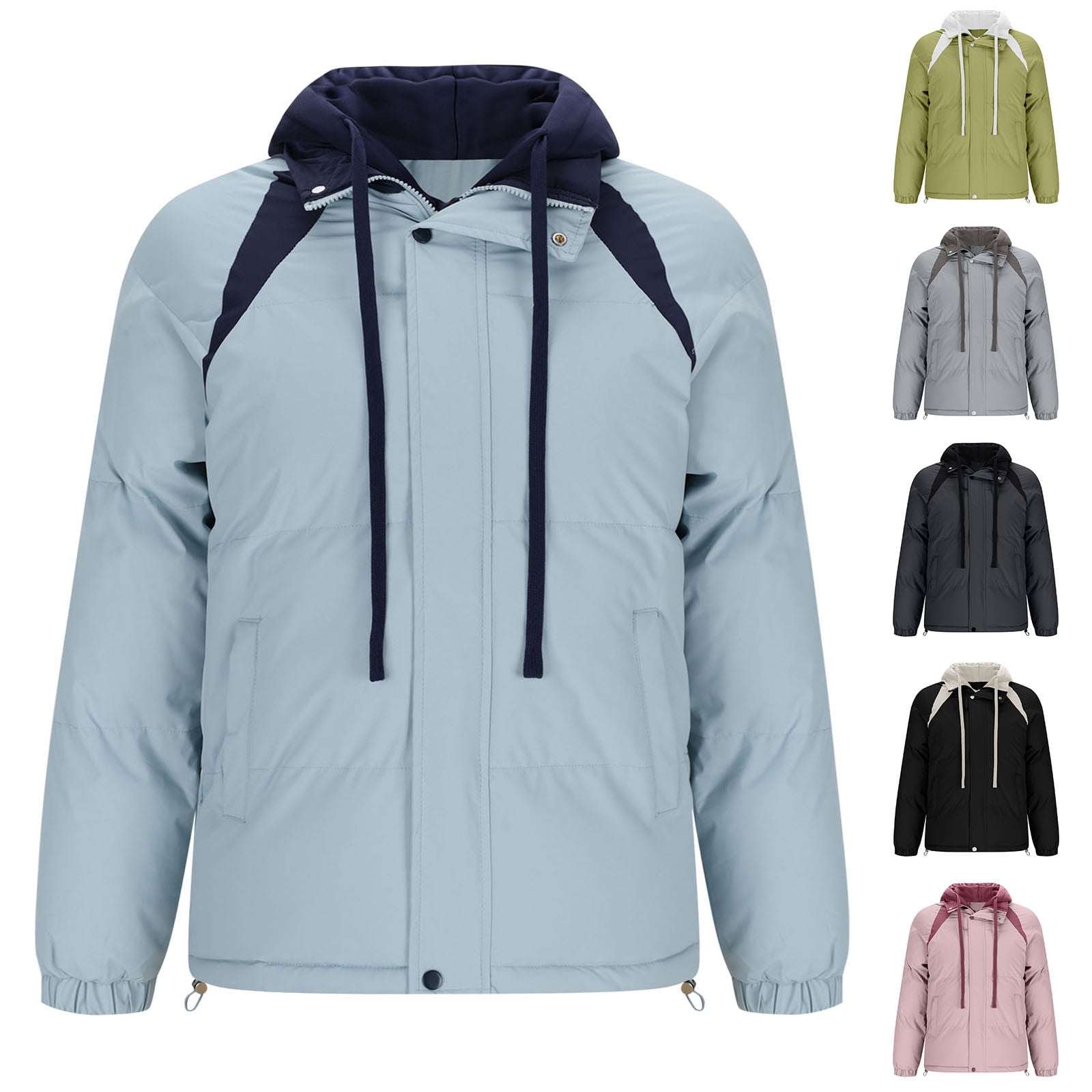 Brnmxoke Mens Thicken Winter Warm Jackets Color Block Windproof Puffer ...