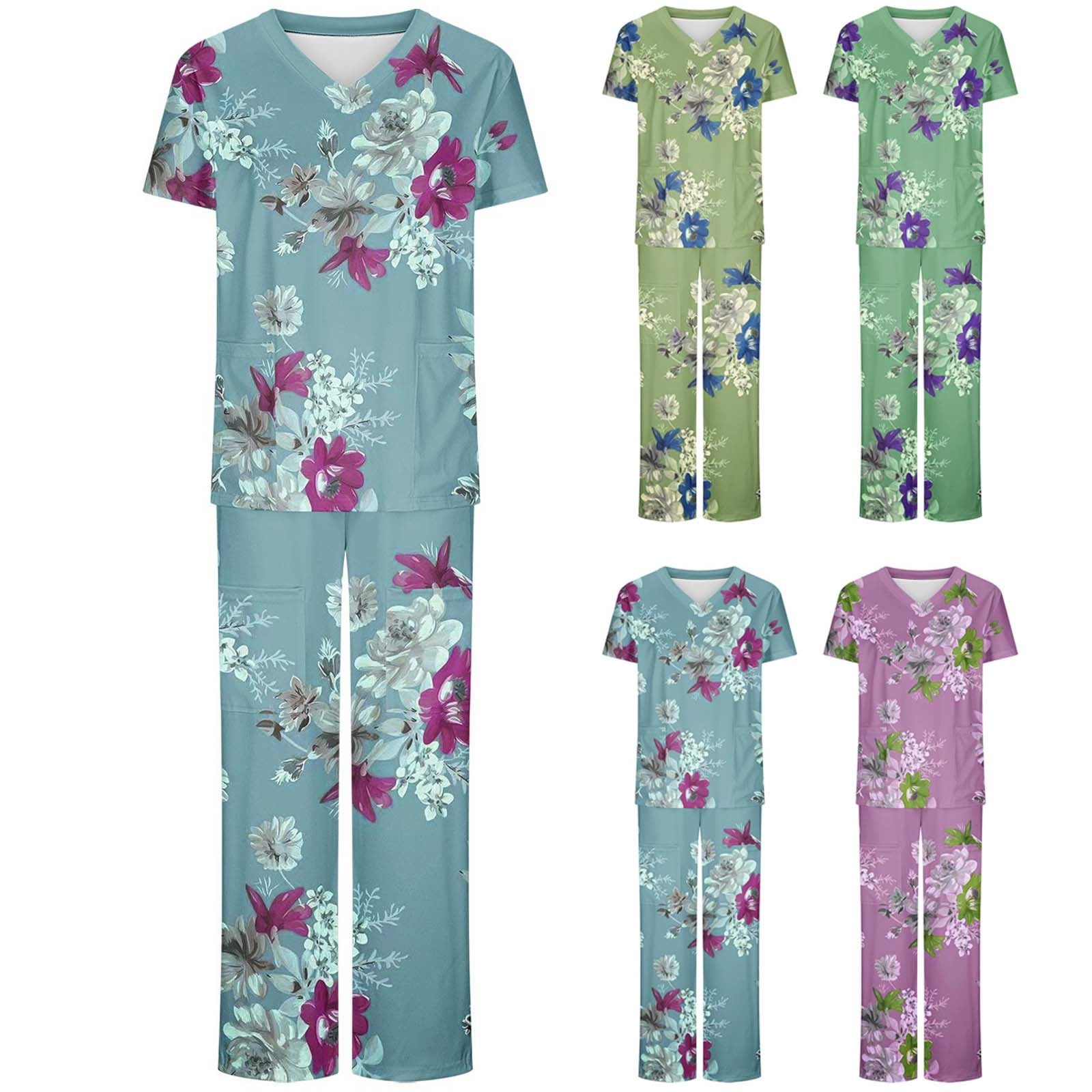 Brnmxoke Plus Size Scrub Tops Women Sets,Scrub Suit Set for Women Scrub ...