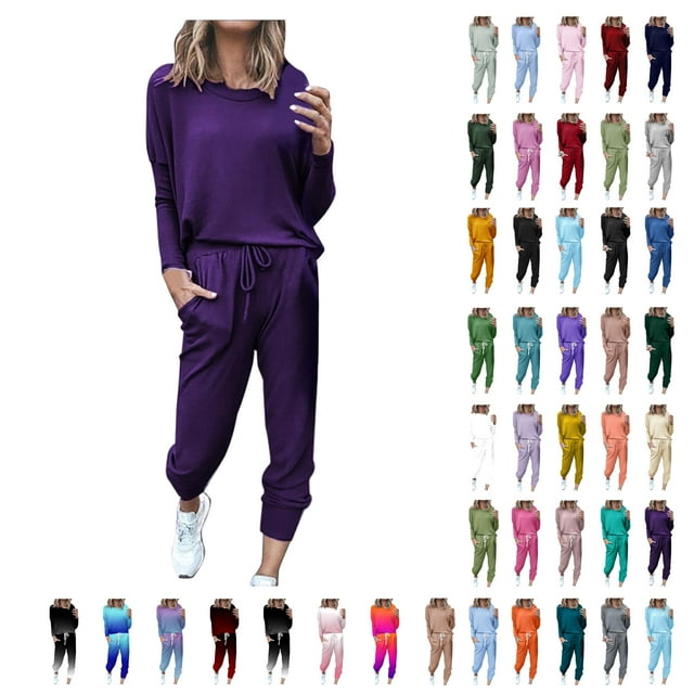 Brnmxoke Plus Size Sweatsuits For Women Tracksuit Solid Color Track