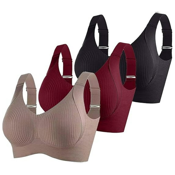 Brnmxoke Senior Woman Bras Ribbed Push Up Adjustable Wireless Bra ...
