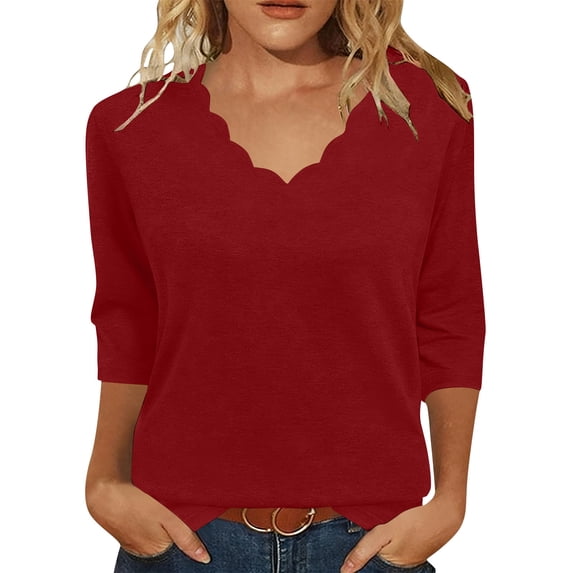 Brnmxoke Soft Vneck Tshirts for Women Elegant Solid Color Summer Tops 3 ...