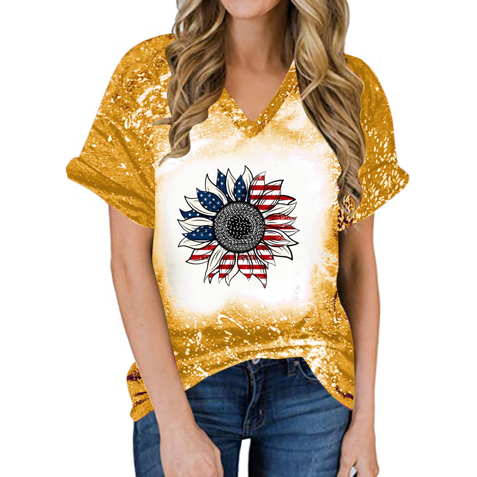 Brnmxoke Sunflower Shirts For Women Cute Graphic Tee Shirts American