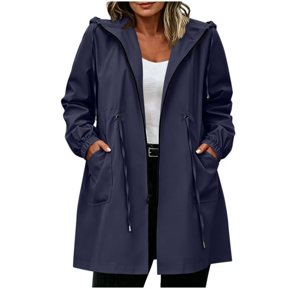 Brnmxoke Thin Raincoat Women Summer Plus Size Zip Up Waterproof ...