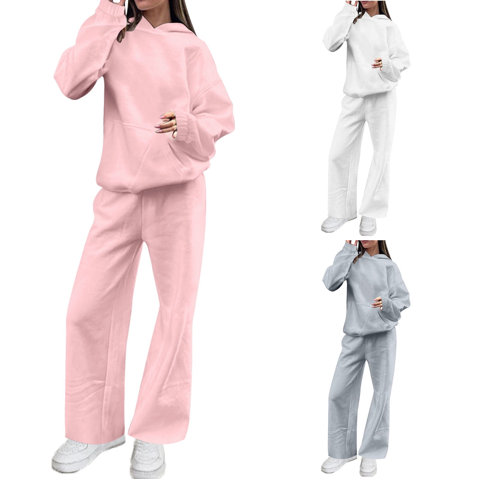 Brnmxoke Women 2 Piece Lounge Sets Oversized Long Sleeve Hooded ...