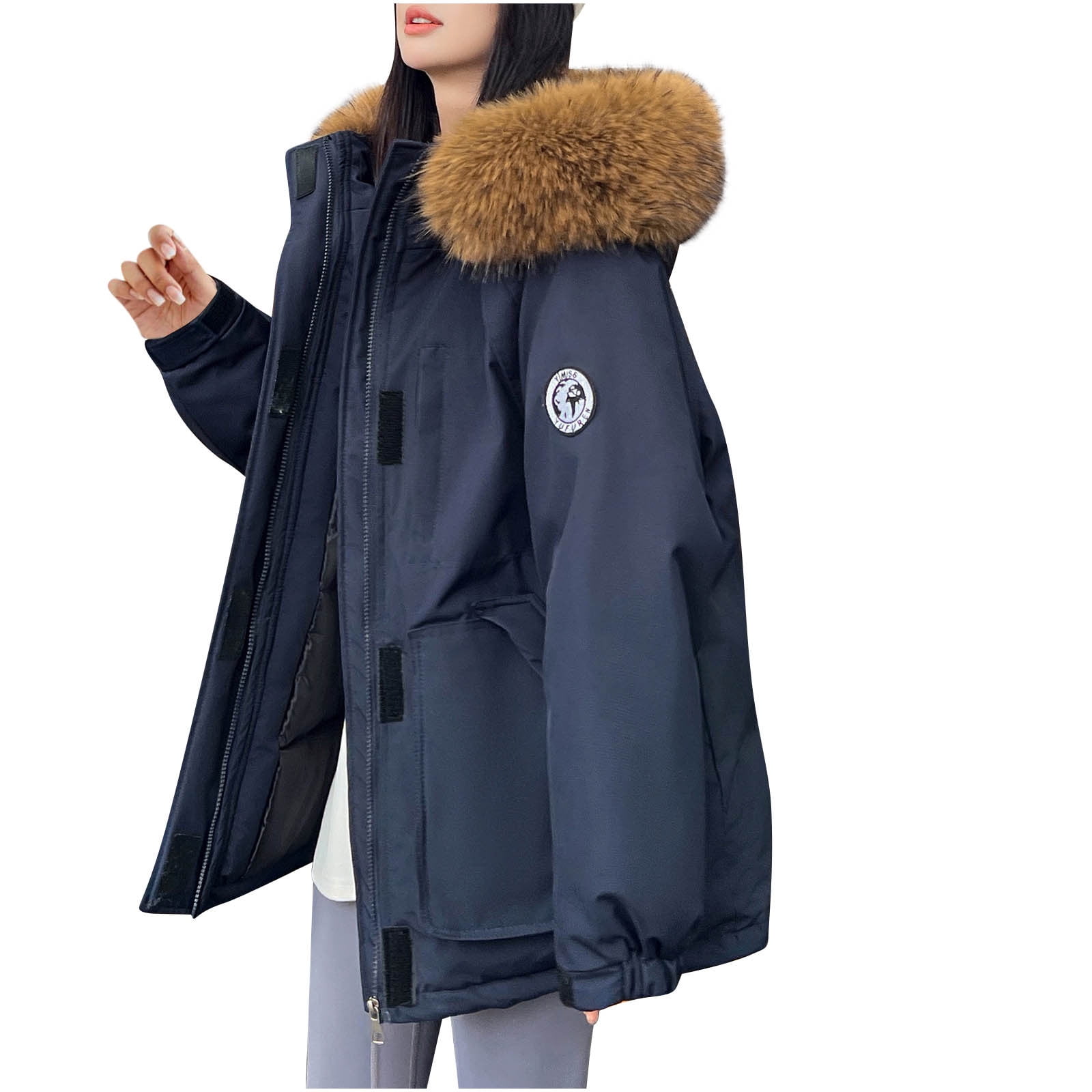 Customer reviews for Brnmxoke Women Puffer Thicken Zipper Plus Size Waterproof Snow Jackets with ...