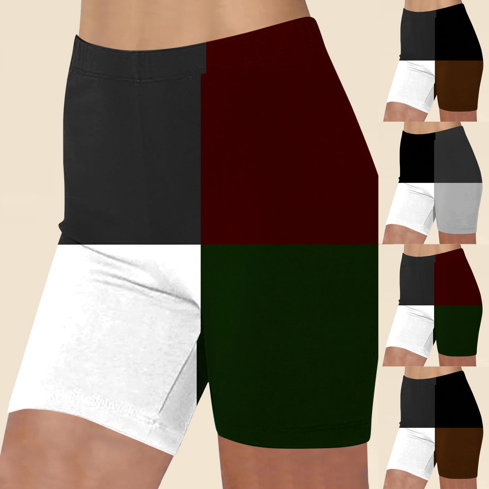 Brnmxoke Women's Color Block Yoga Shorts Workout Fitness Gym Shorts ...