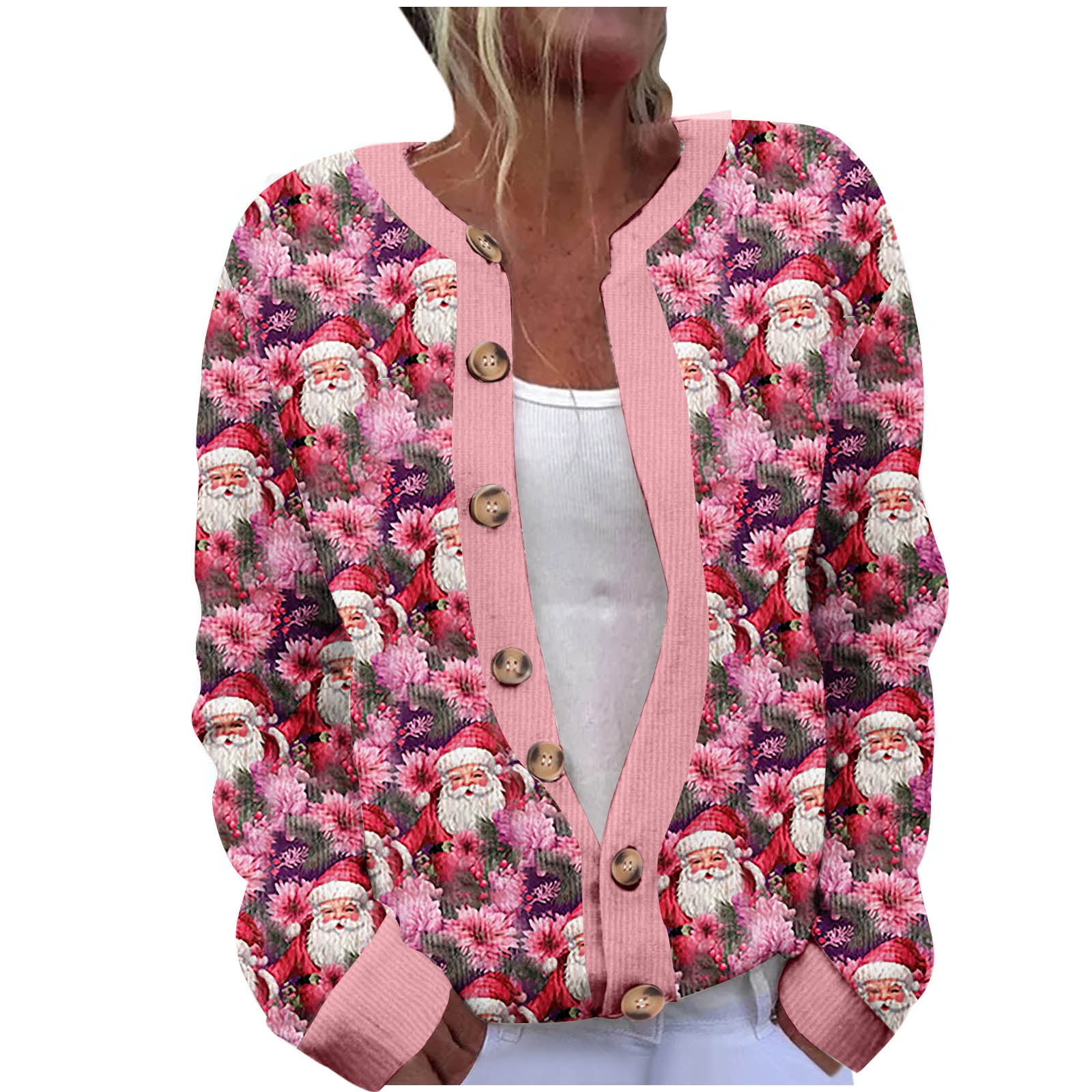 Brnmxoke Women's Cozy Cardigan Fair Isle Button Long Sleeve Sweater ...