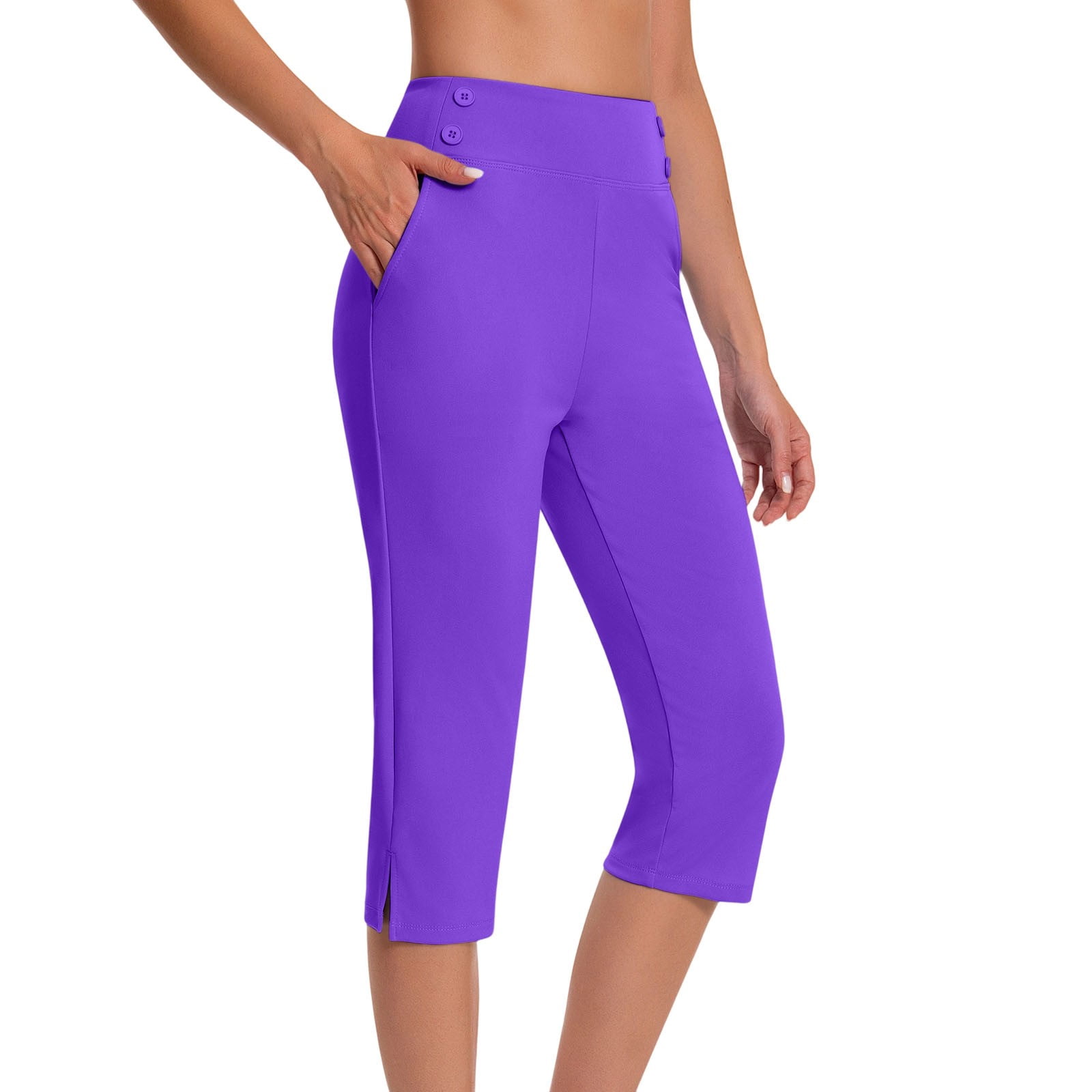 Brnmxoke Women's Dress Capris for Work Plus Size High Waist Stretch ...