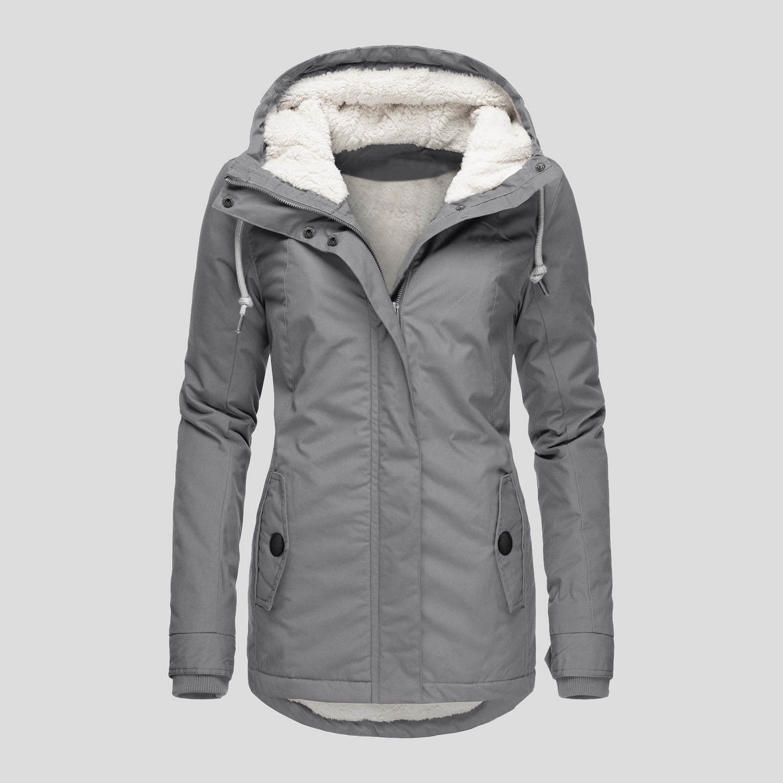 Brnmxoke Women's Fleece Lined Rain Jacket Thicken Outdoor Plus Size ...
