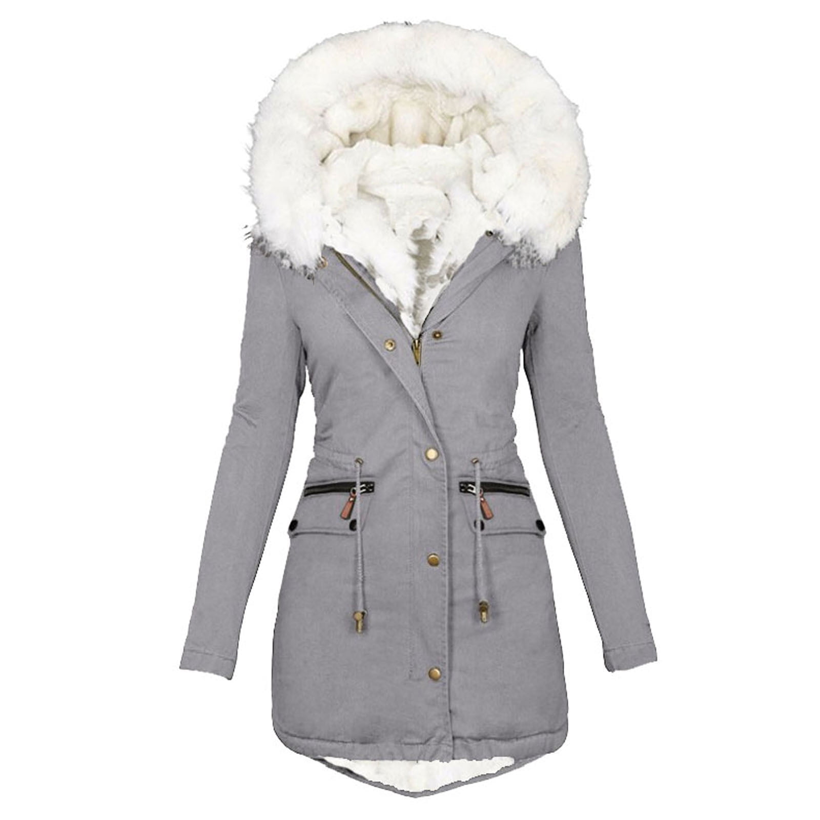 Brnmxoke Women's Heavyweight Hooded Parka Coats Long Sleeve Windproof ...